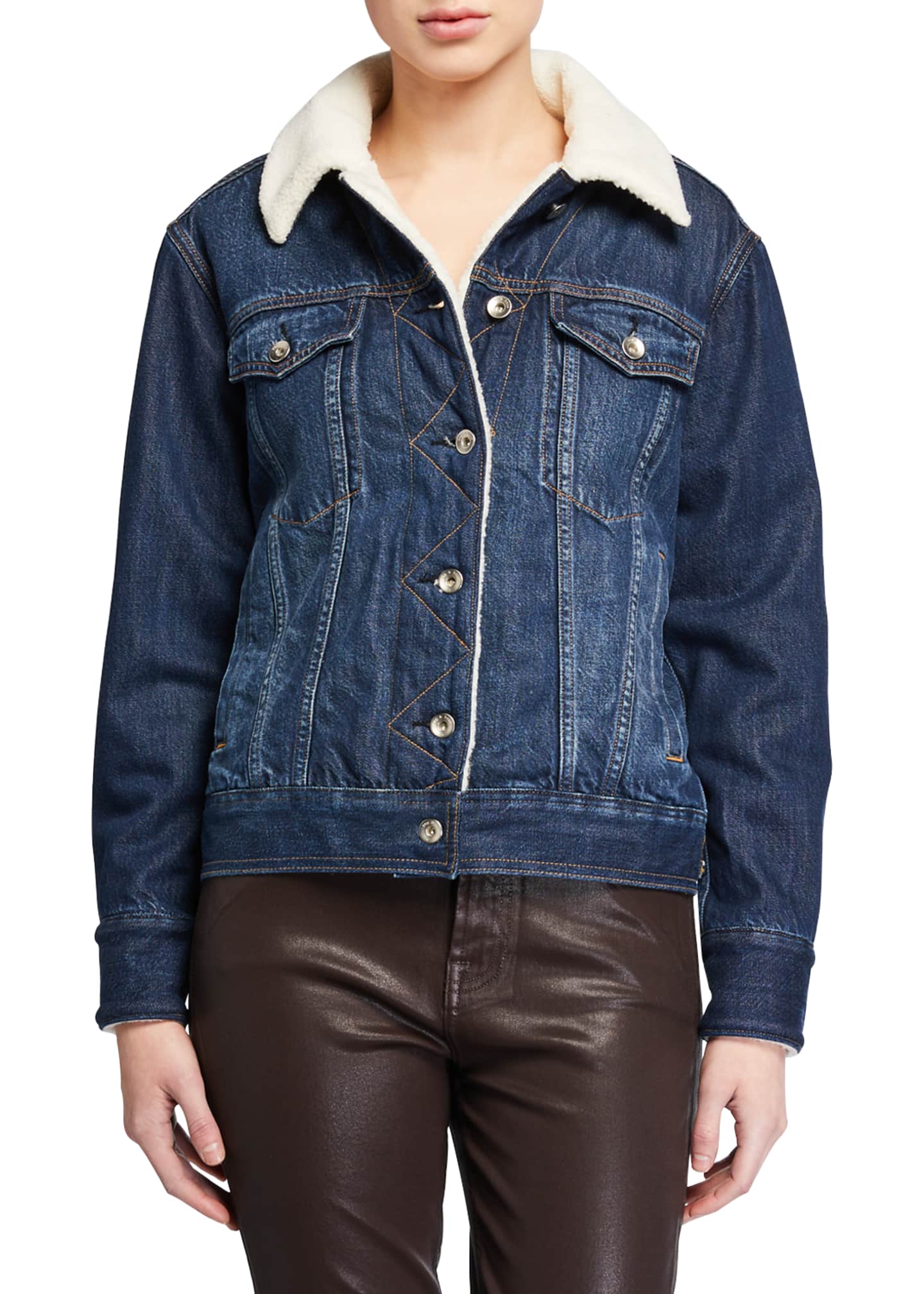 Rag & Bone Classic Denim Trucker Jacket with Fleece - Bergdorf Goodman