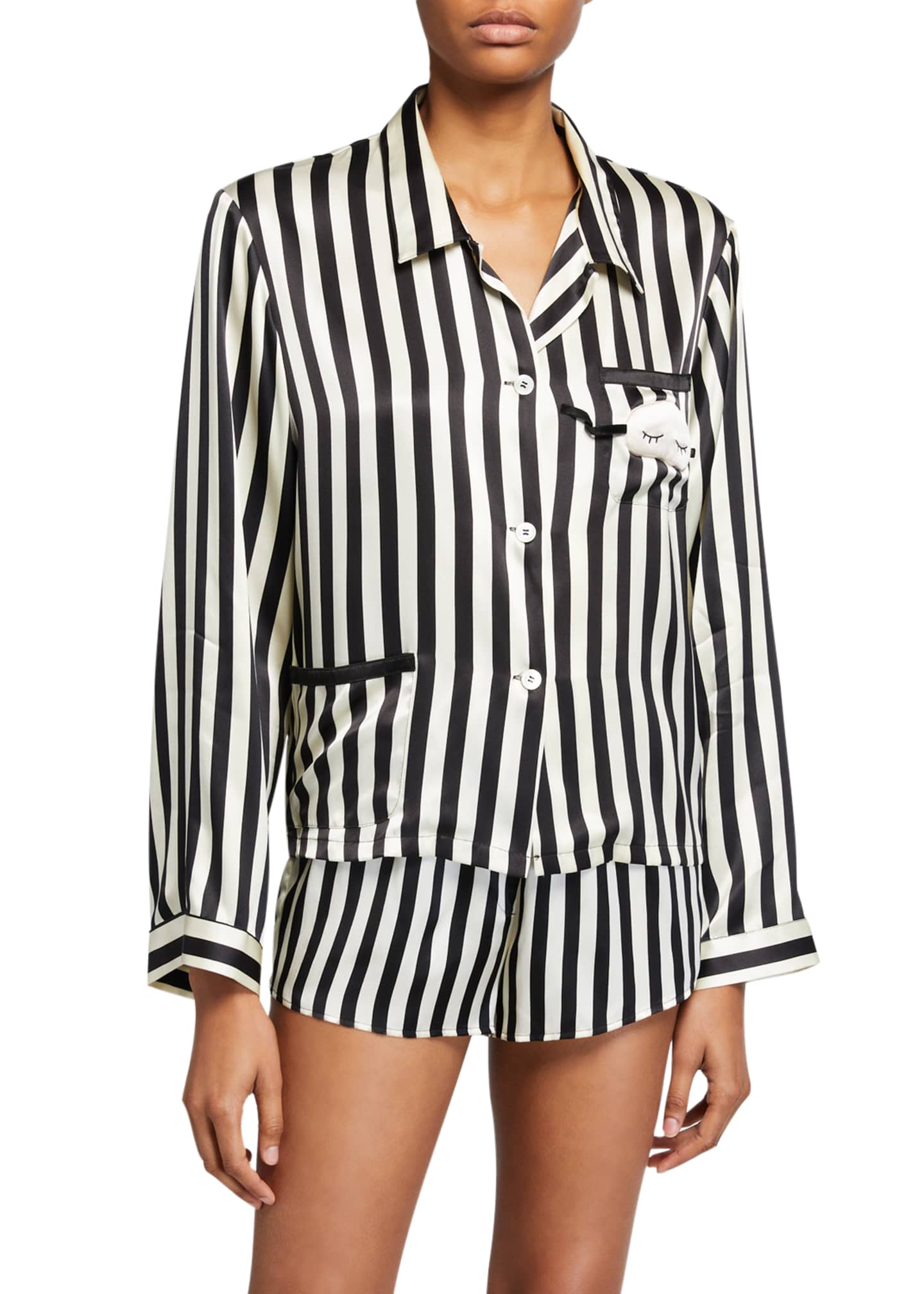 Morgan Lane Corey Mini Mask Striped Silk Shorts - Bergdorf Goodman
