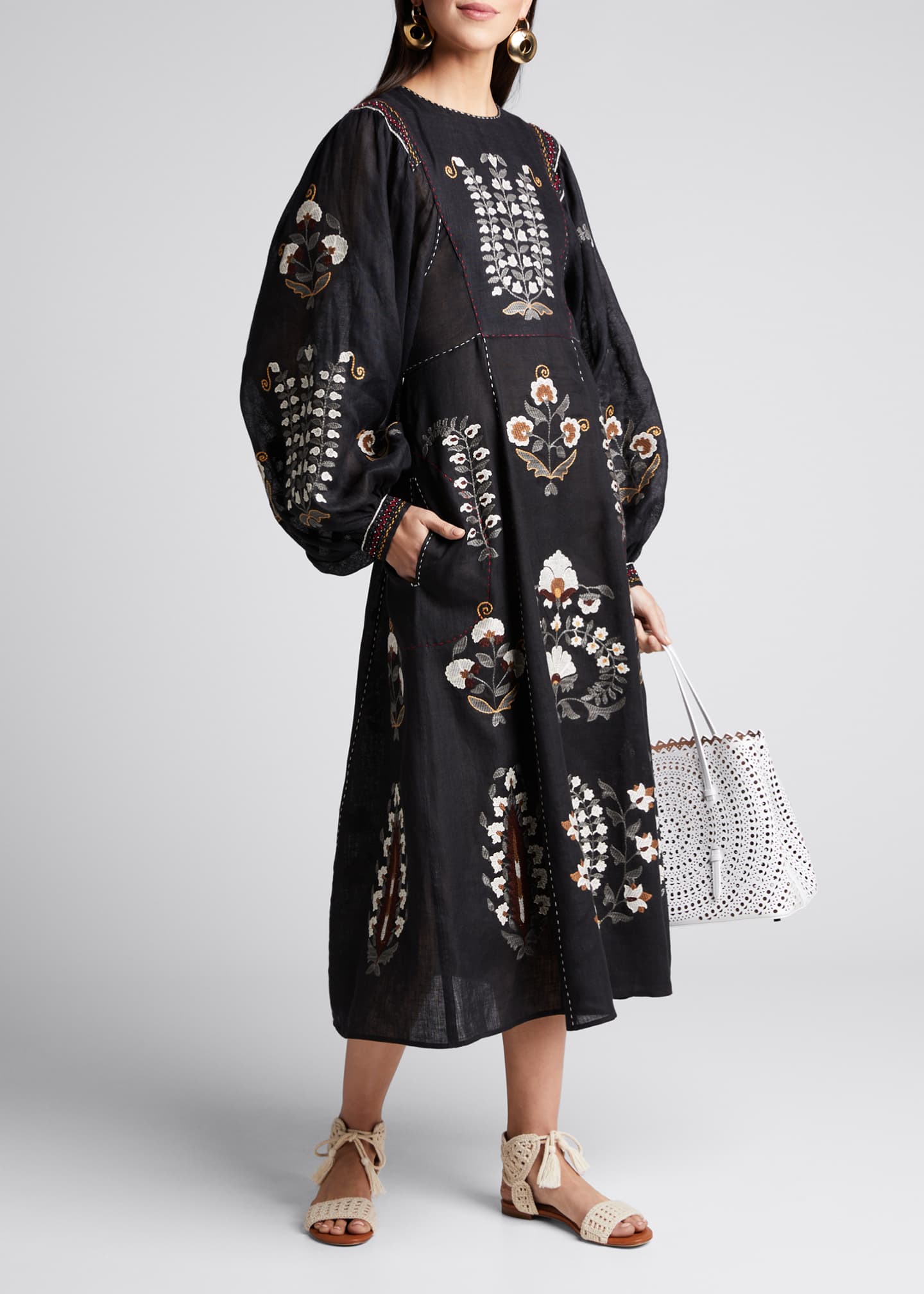 Vita Kin Patchouli Embroidered Linen Dress - Bergdorf Goodman