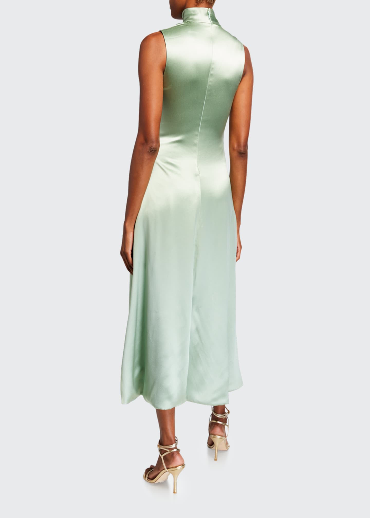 Brandon Maxwell Fluid Silk Wrapped High-Neck Dress - Bergdorf Goodman