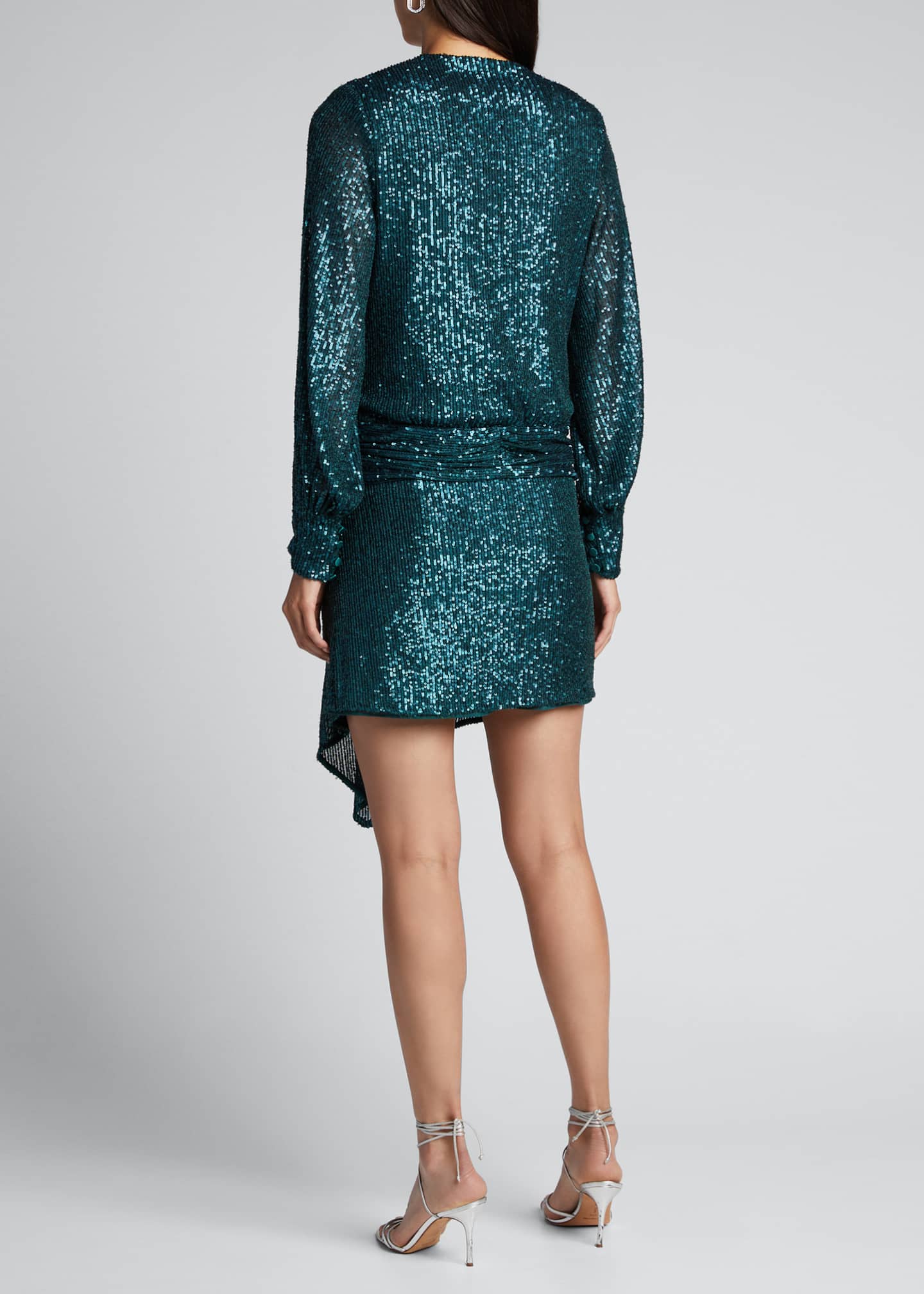 Jonathan Simkhai Sequin Embroidered Deep V-Neck Drape Front Dress ...