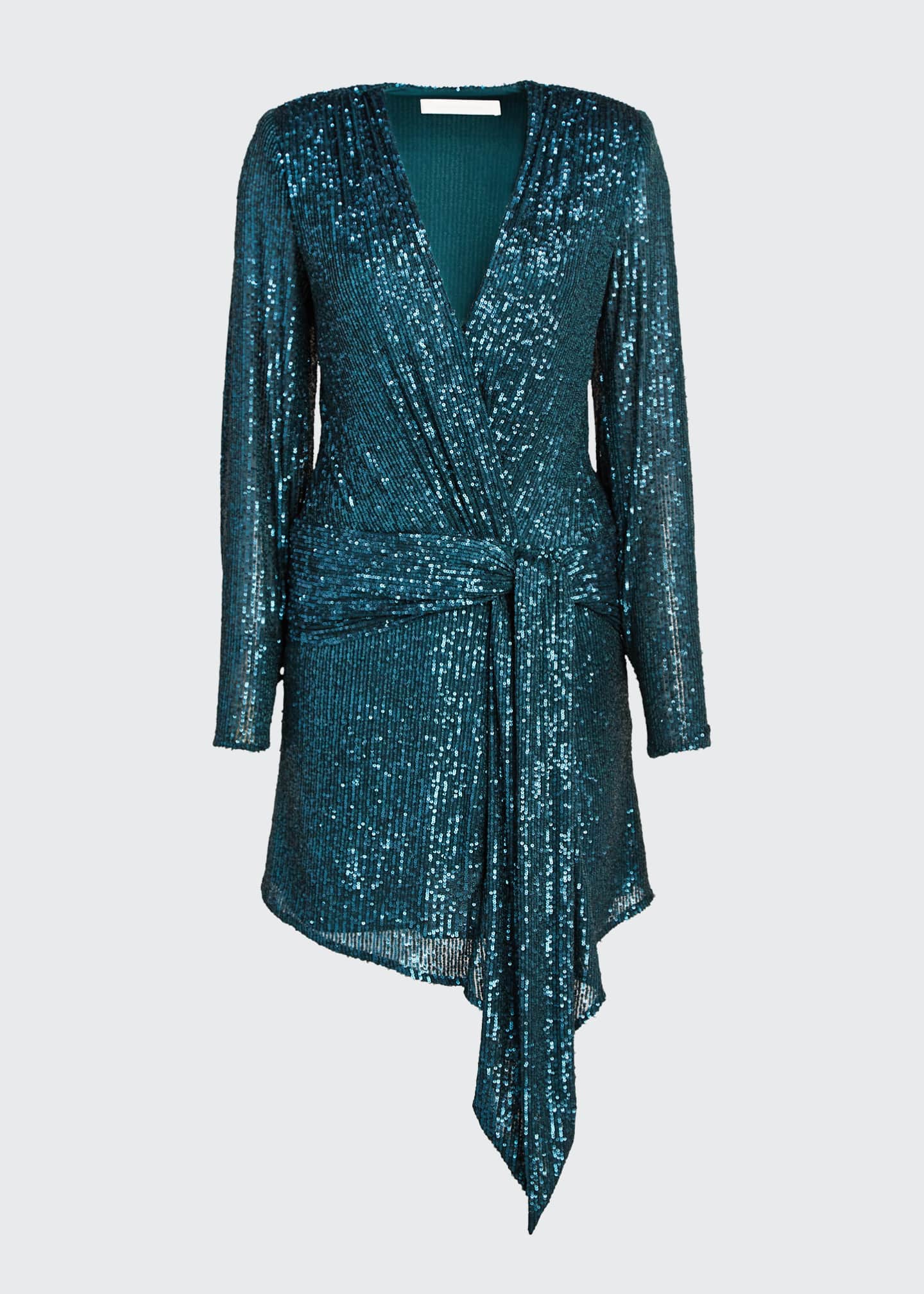 Jonathan Simkhai Sequin Embroidered Deep V-Neck Drape Front Dress ...