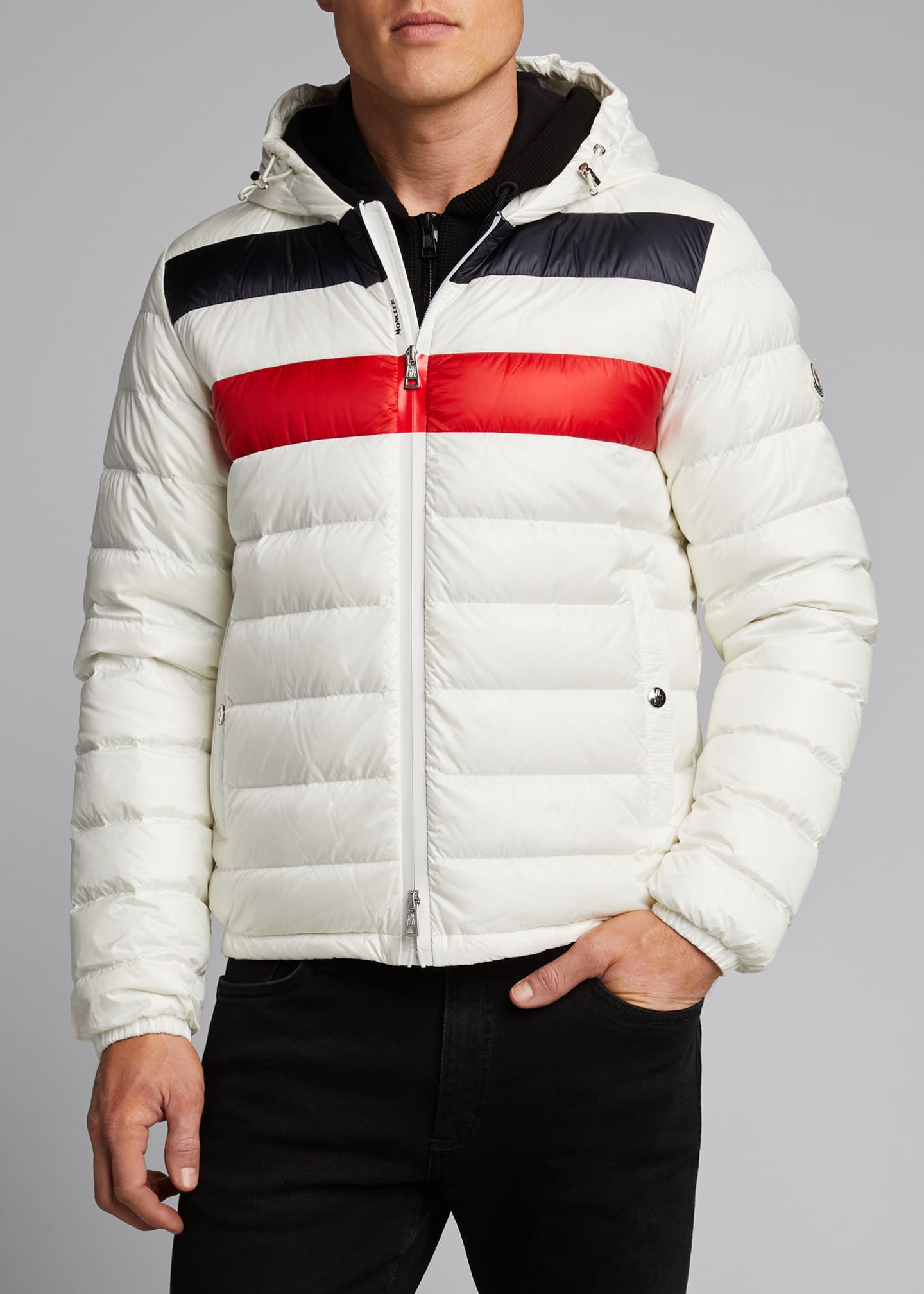 Moncler Men's Kourou Logo-Stripe Puffer Jacket - Bergdorf Goodman