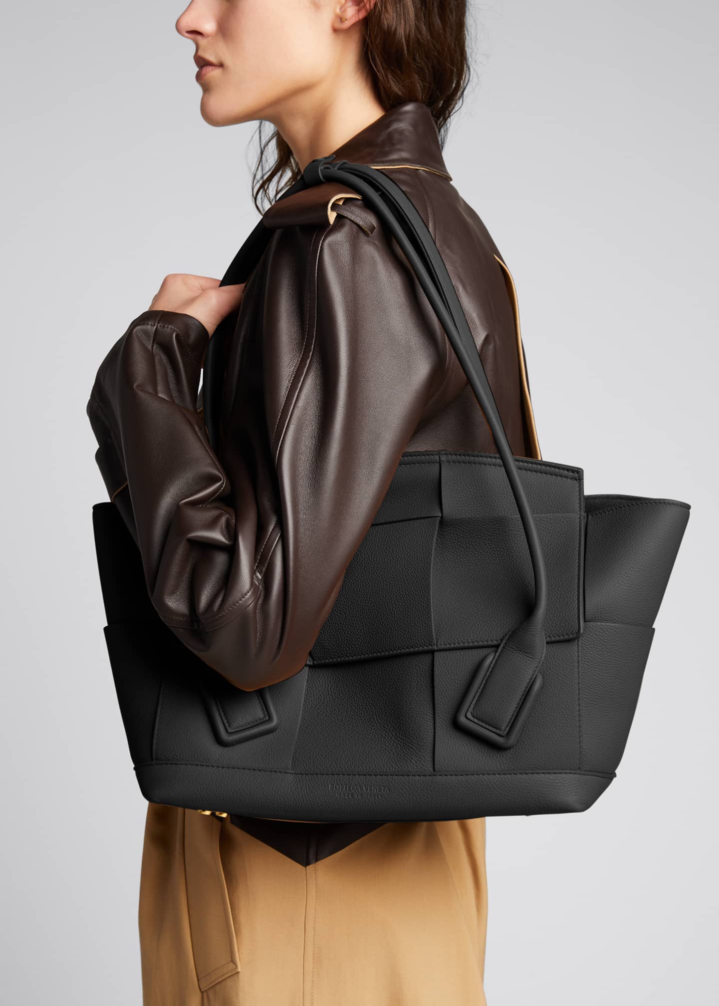 Bottega Veneta Arco 48 Medium Grainy Leather Top-Handle Bag - Bergdorf ...