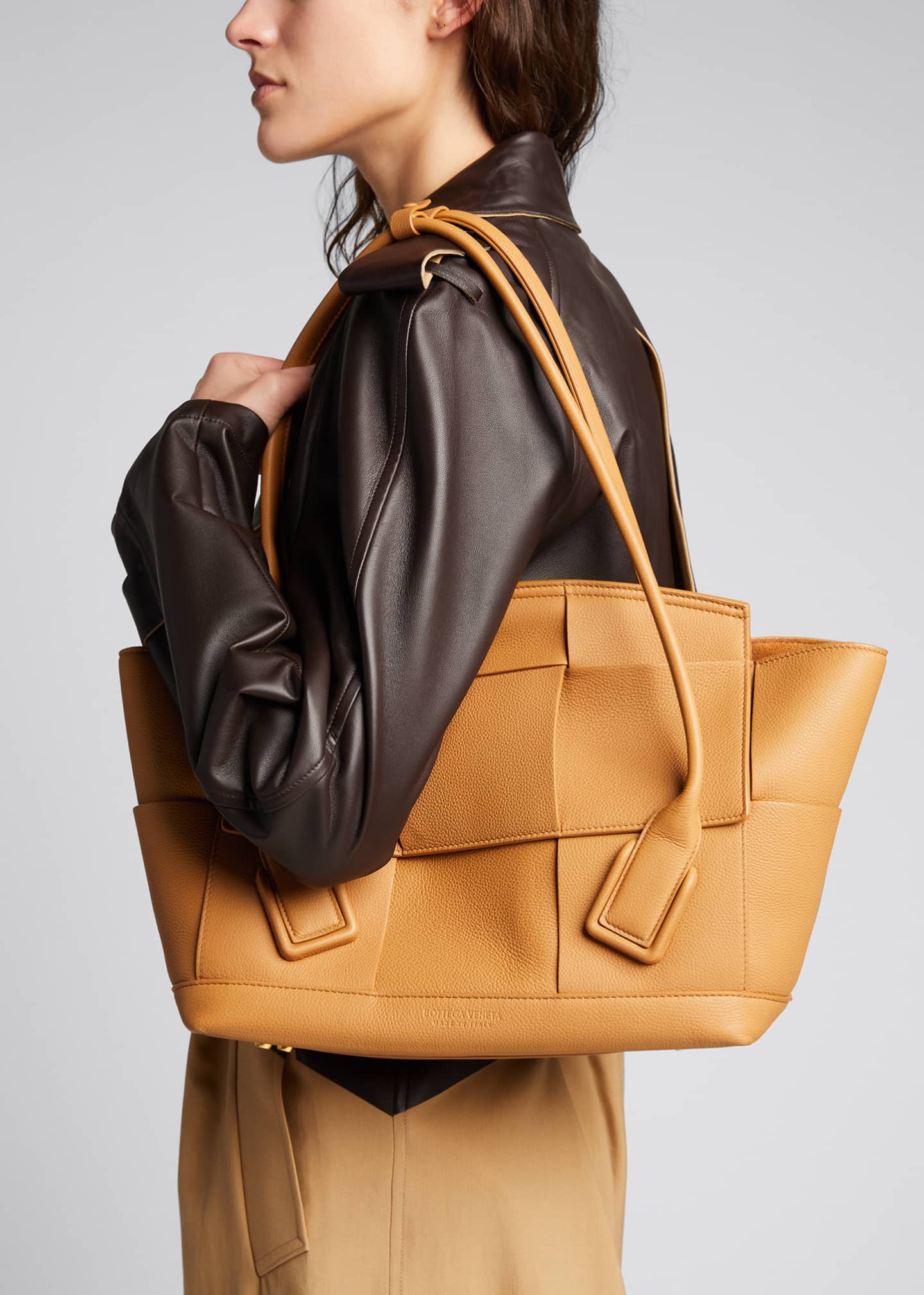 Bottega Veneta Arco 48 Medium Grainy Leather Top-Handle Bag - Bergdorf ...