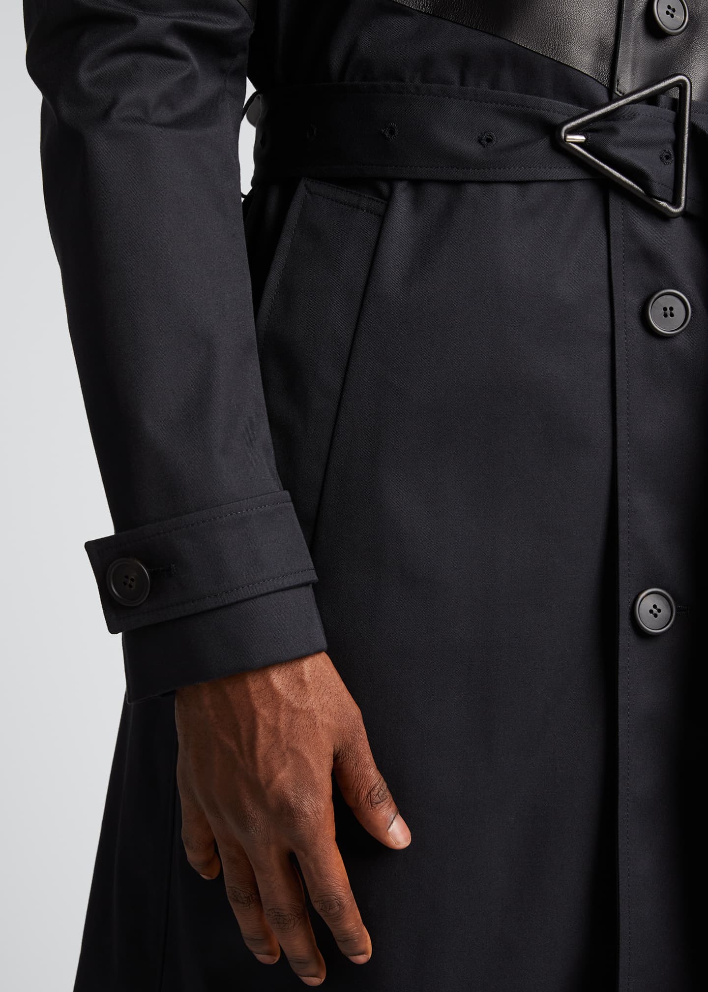 Bottega Veneta Men's Tech Trench Coat w/ Bonded Leather Top - Bergdorf ...