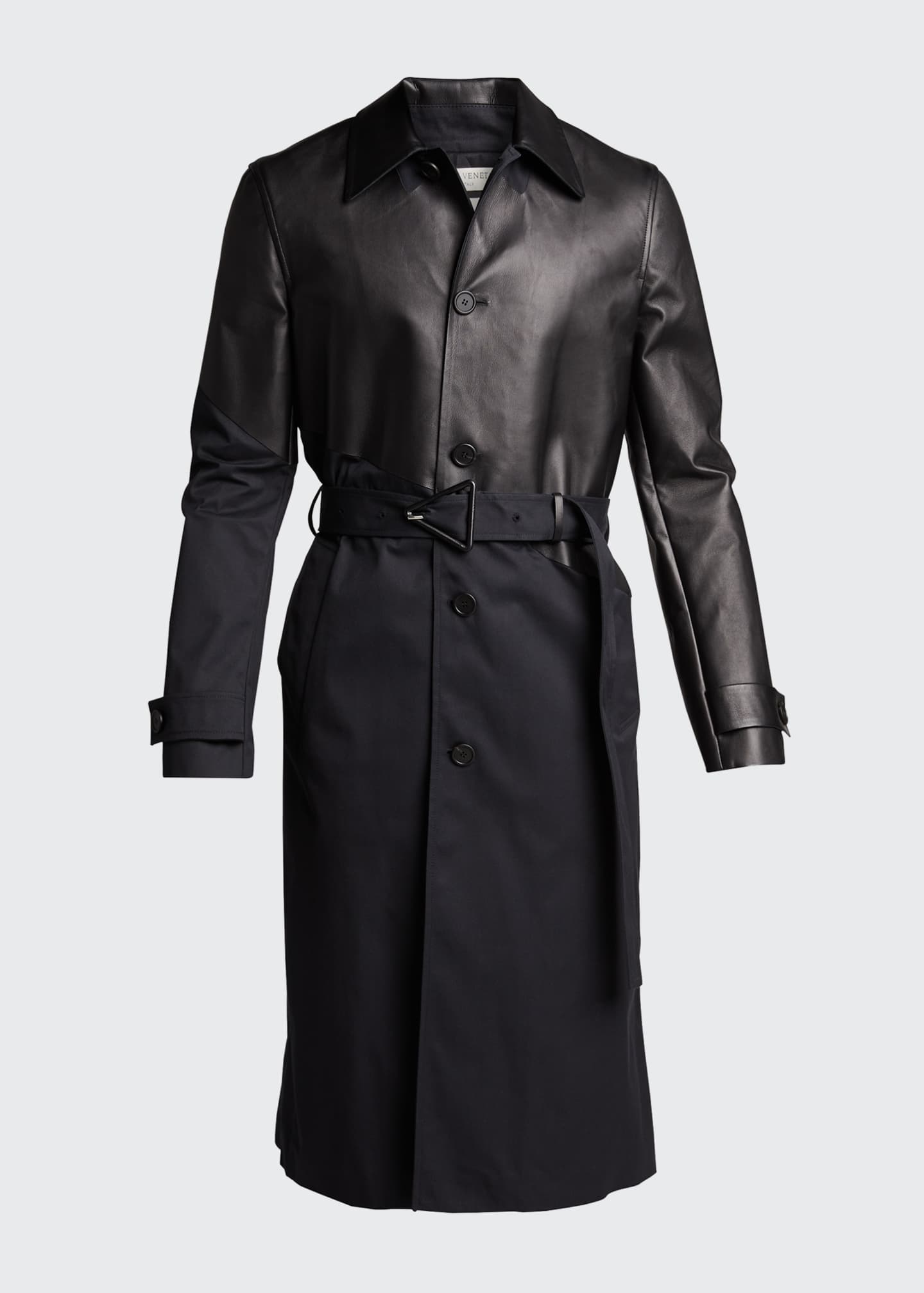 Bottega Veneta Men's Tech Trench Coat w/ Bonded Leather Top - Bergdorf ...