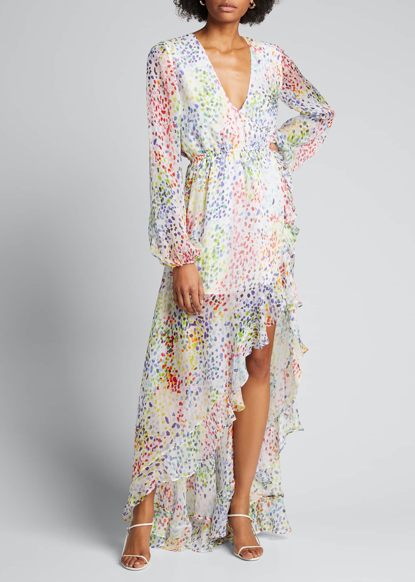 Caroline Constas Liv Printed Long-Sleeve High-Low Gown - Bergdorf Goodman