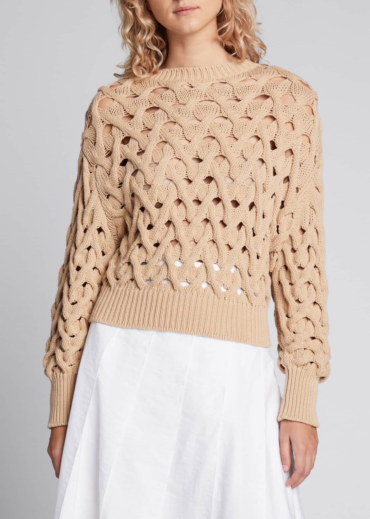 Brunello Cucinelli Piuma Cable Net Crewneck Sweater - Bergdorf Goodman