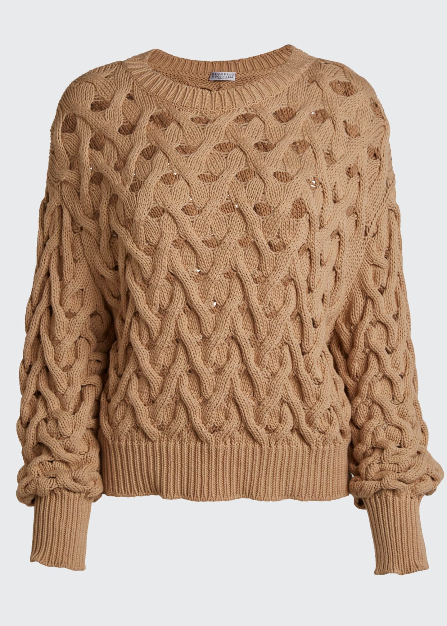 Brunello Cucinelli Piuma Cable Net Crewneck Sweater - Bergdorf Goodman