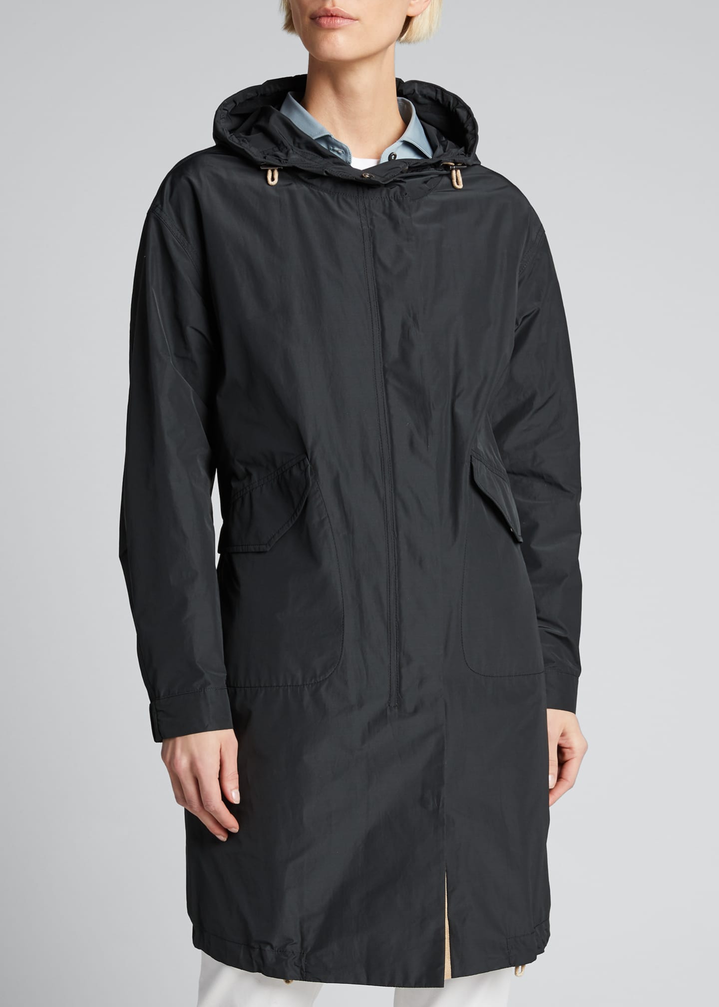 Brunello Cucinelli Hooded Long Taffeta Jacket - Bergdorf Goodman