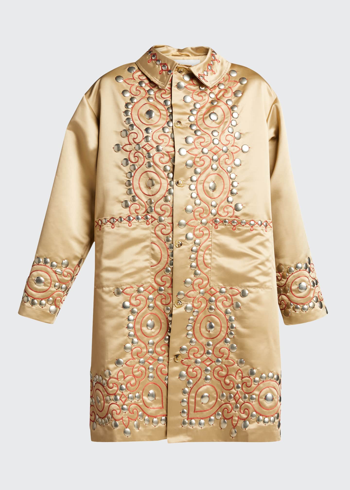 Bode Studded Satin Coat - Bergdorf Goodman