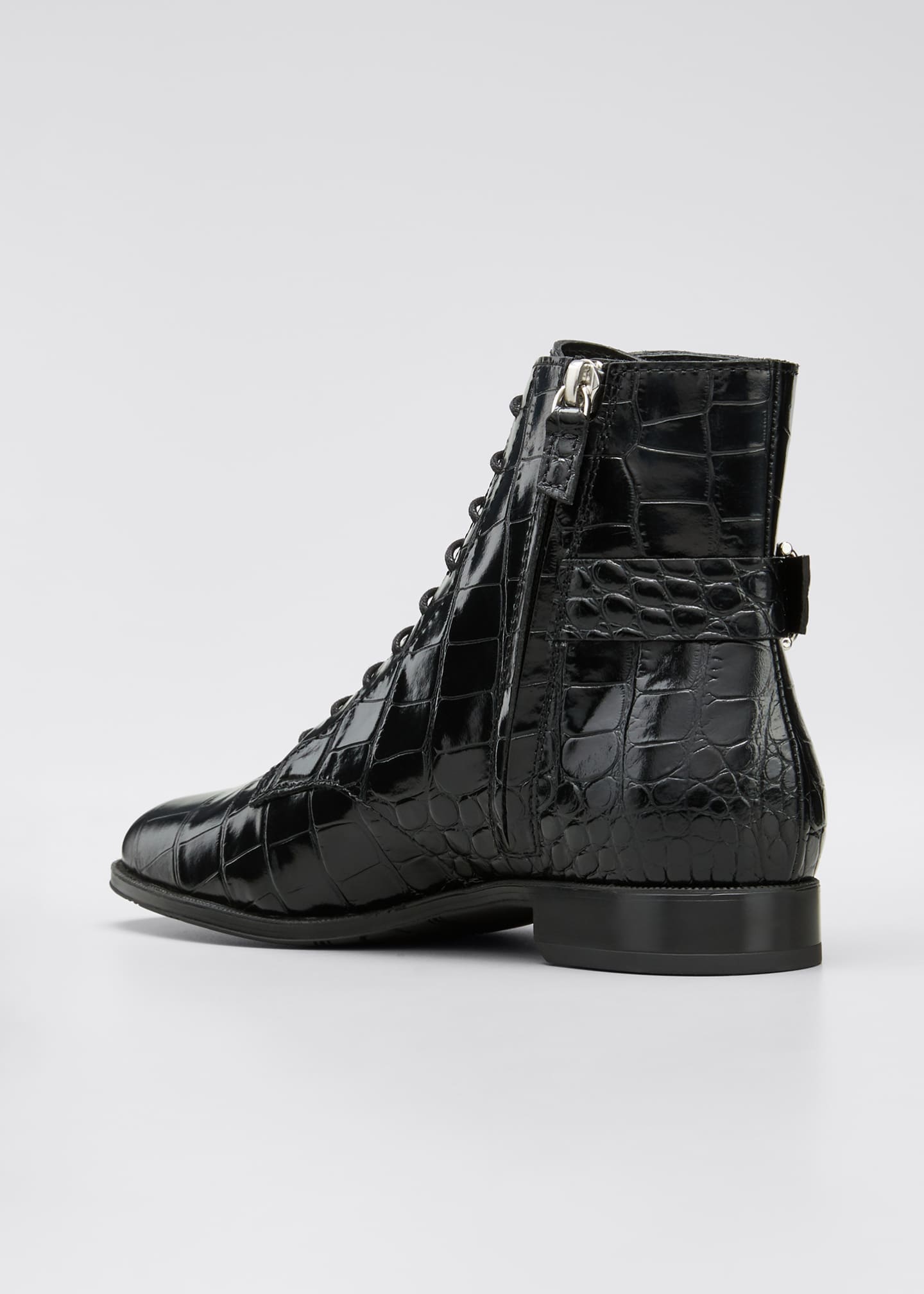 Tod's Mock-Croc Leather Combat Booties - Bergdorf Goodman