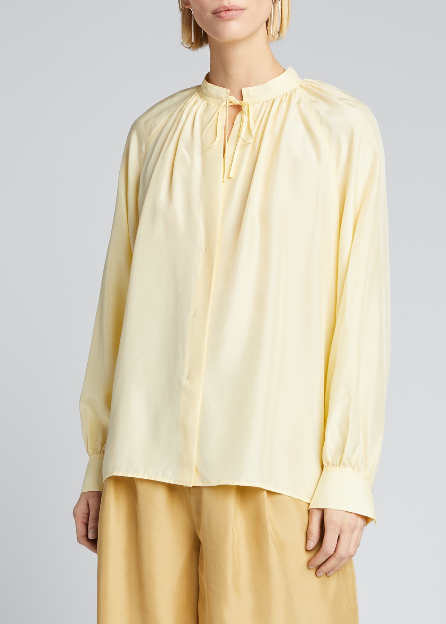 Vince Long-Sleeve Silk Poet Blouse with Ties - Bergdorf Goodman