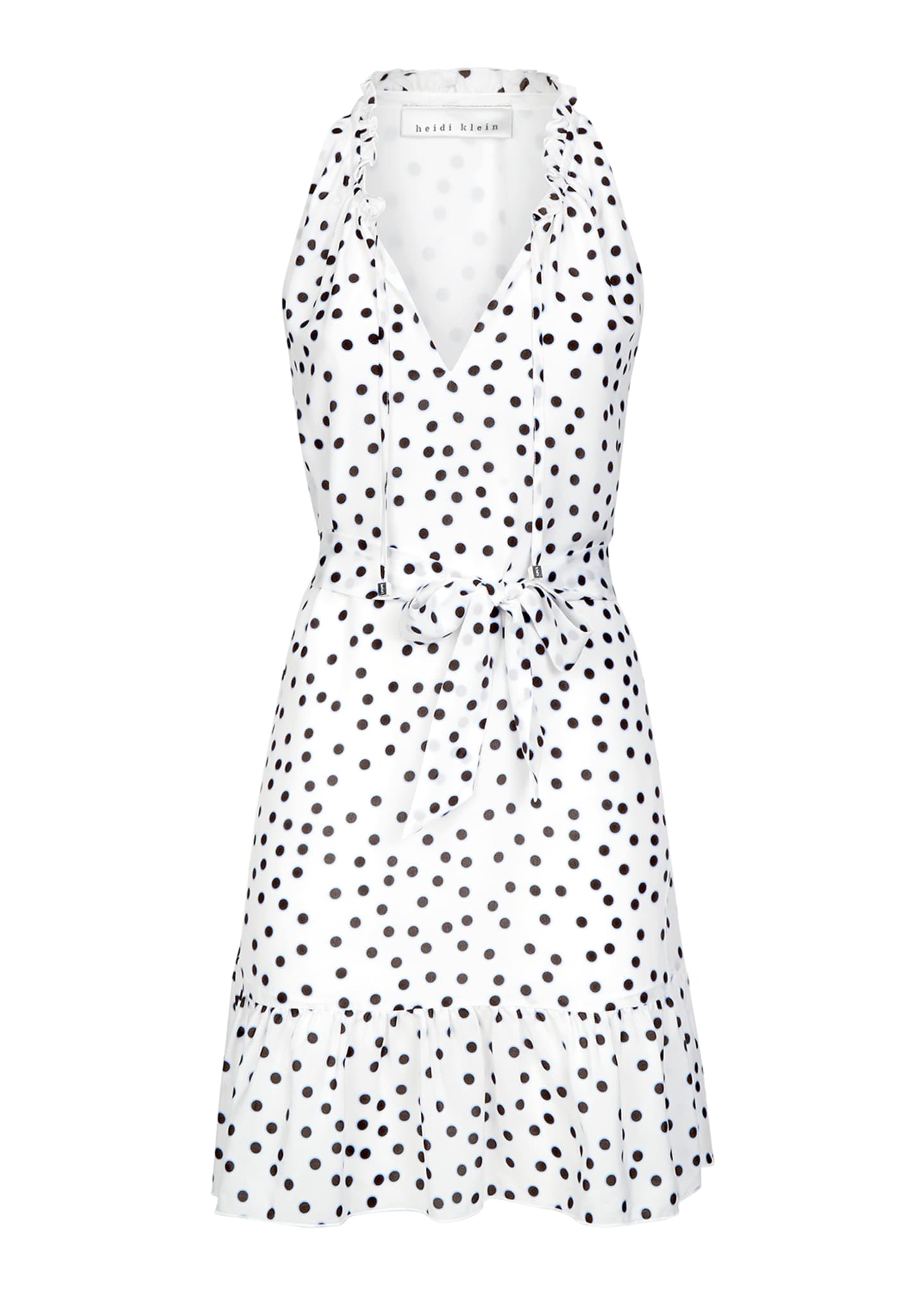 Heidi Klein Ruffle-Neck Dot-Print Sleeveless Mini Dress - Bergdorf Goodman