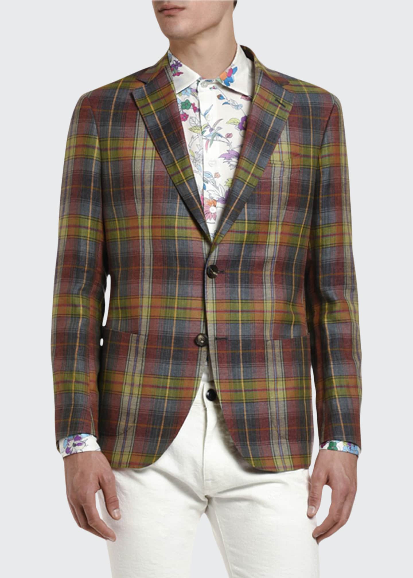 Etro Men's Plaid Linen-Cotton Sport Coat - Bergdorf Goodman