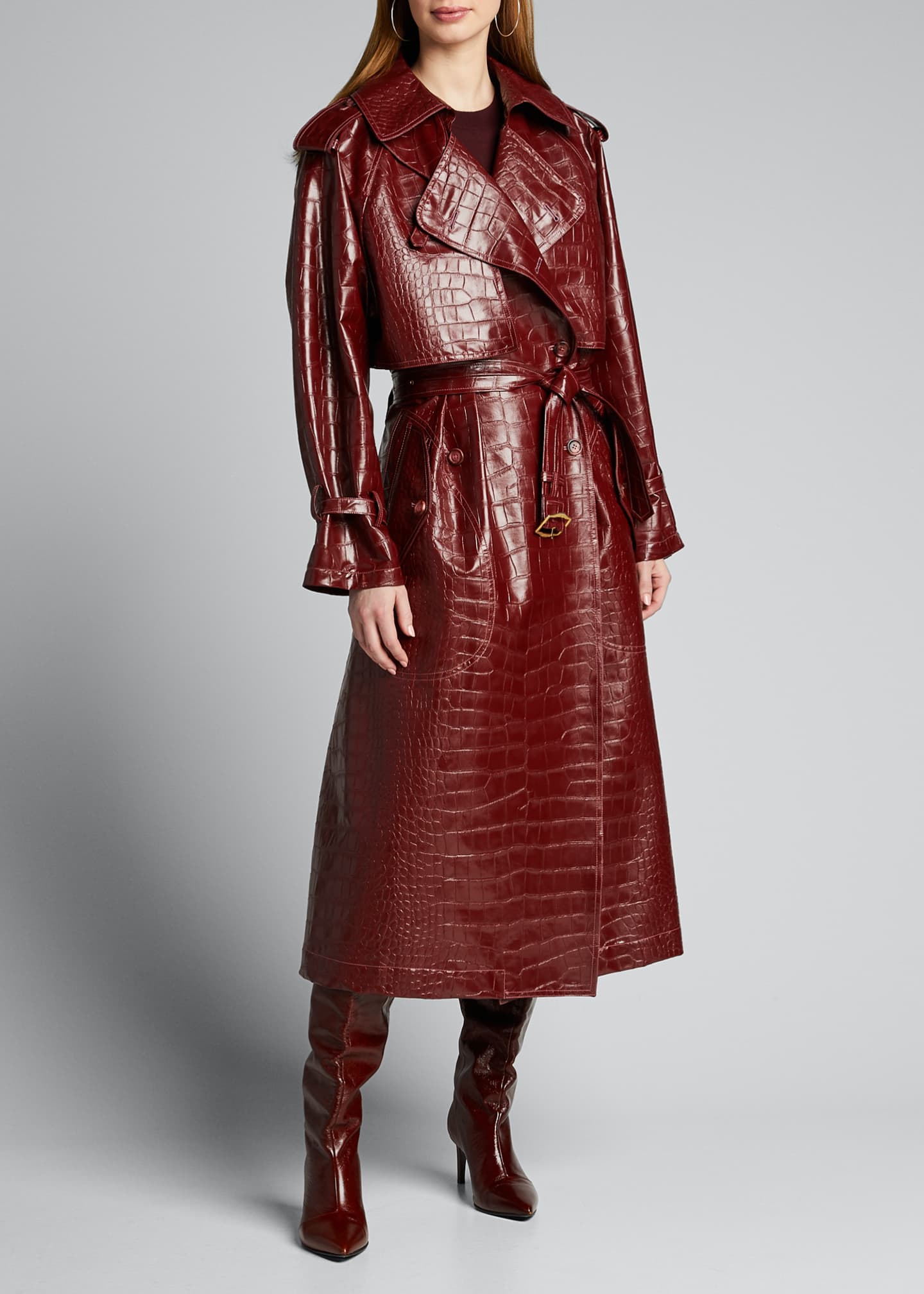 Sies Marjan Alligator-Embossed Faux-Leather Trench Coat - Bergdorf Goodman