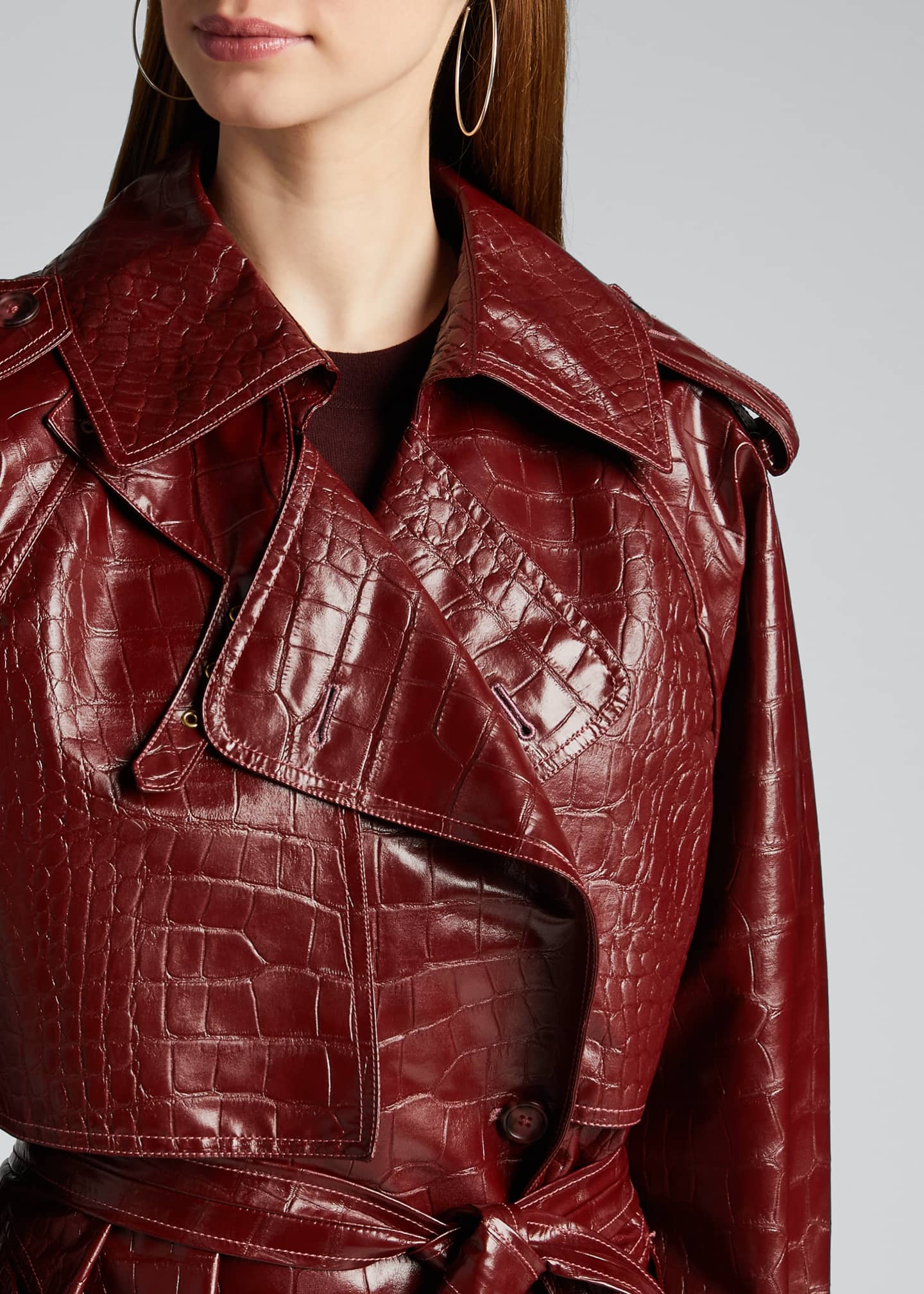 Sies Marjan Alligator-Embossed Faux-Leather Trench Coat - Bergdorf Goodman