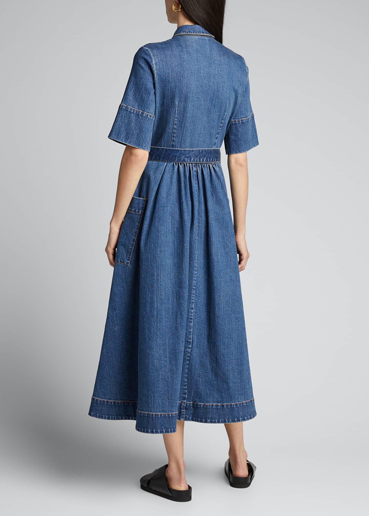 Co Belted Denim Midi Shirtdress - Bergdorf Goodman