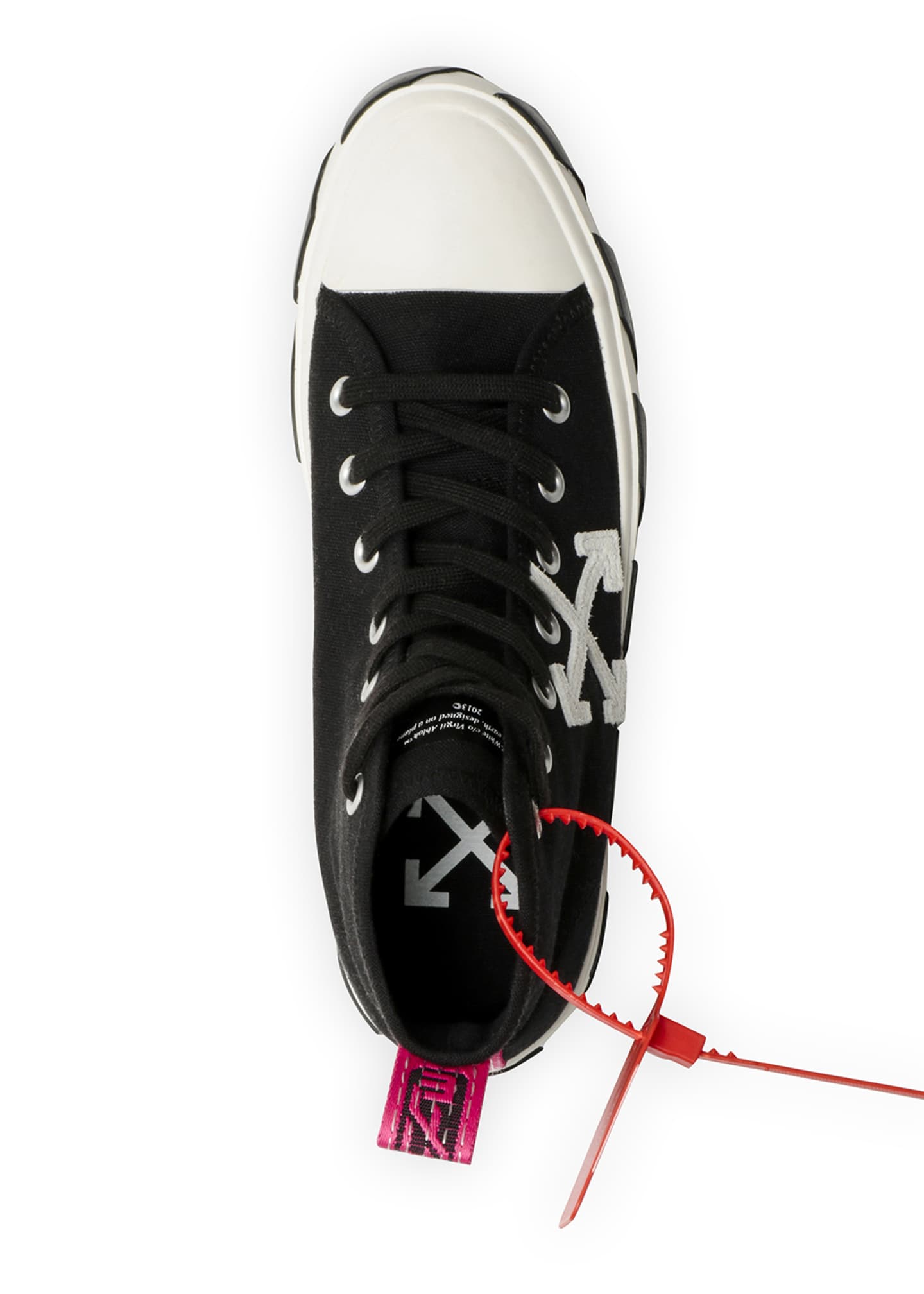 Off-White Men's Arrow Mid-Top Canvas Sneaker w/ Stripes - Bergdorf Goodman