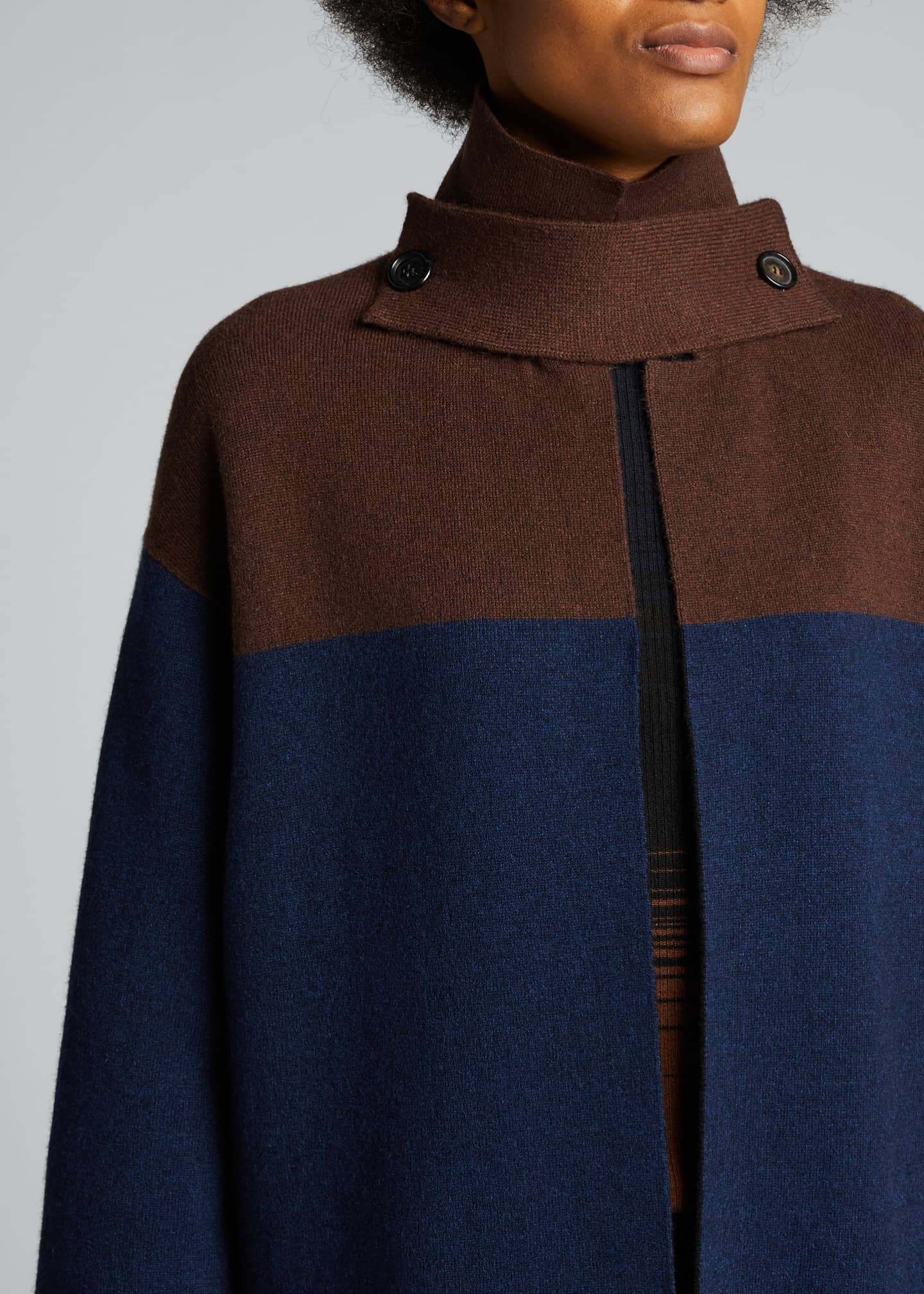 Akris Reversible Colorblock Tab-Closure Cashmere Jacket - Bergdorf Goodman