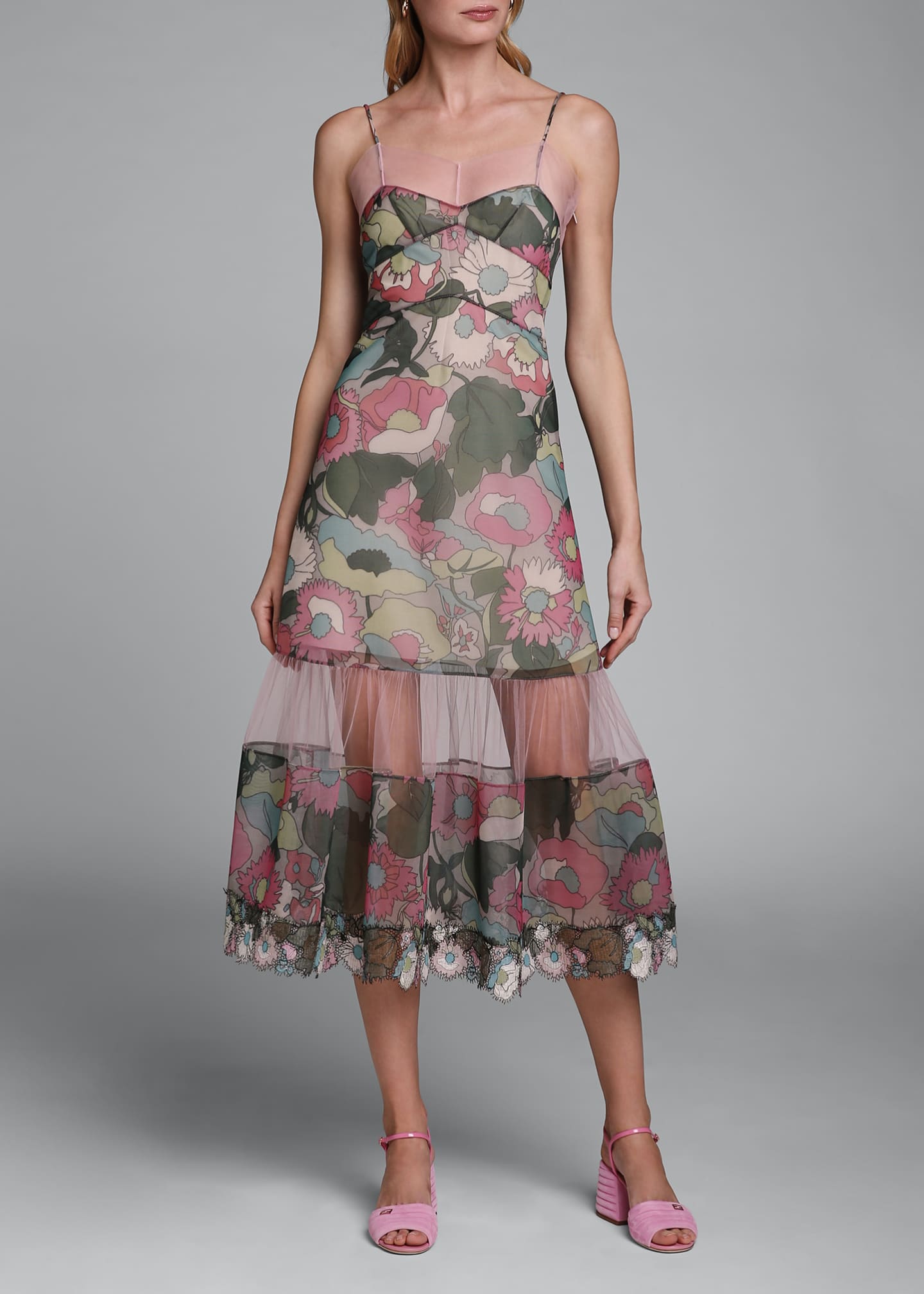 Fendi Printed Floral Spaghetti-Strap Dress - Bergdorf Goodman