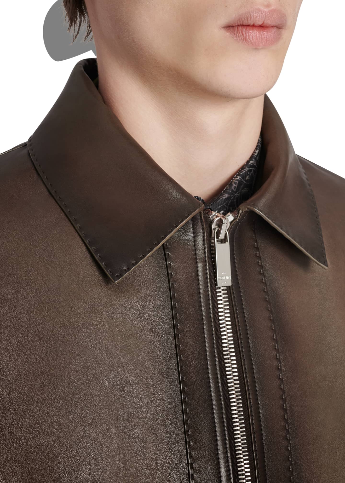 Berluti Men's Calfskin Leather Bomber Jacket - Bergdorf Goodman