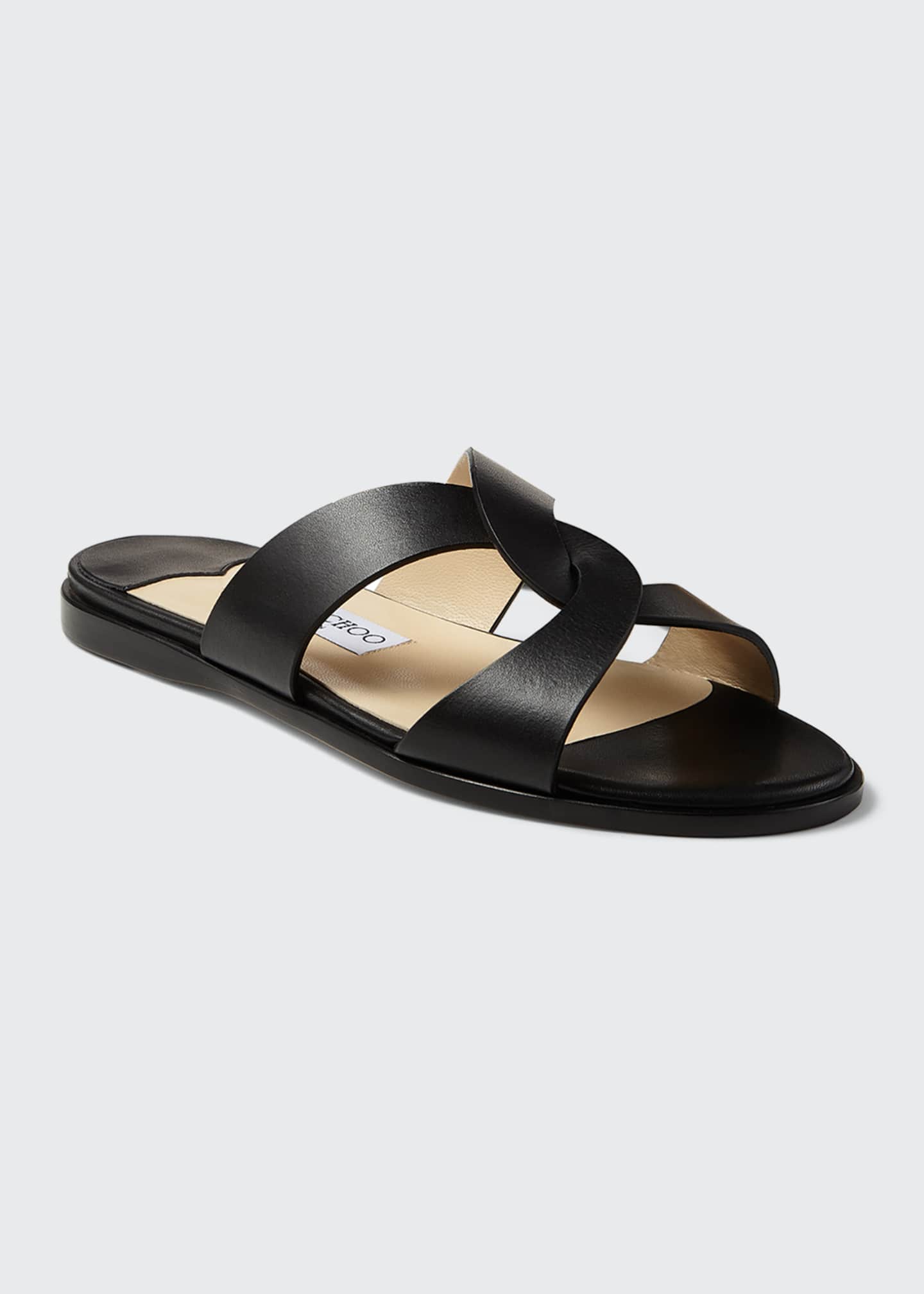 Jimmy Choo Atia Crisscross Flat Slide Sandals - Bergdorf Goodman