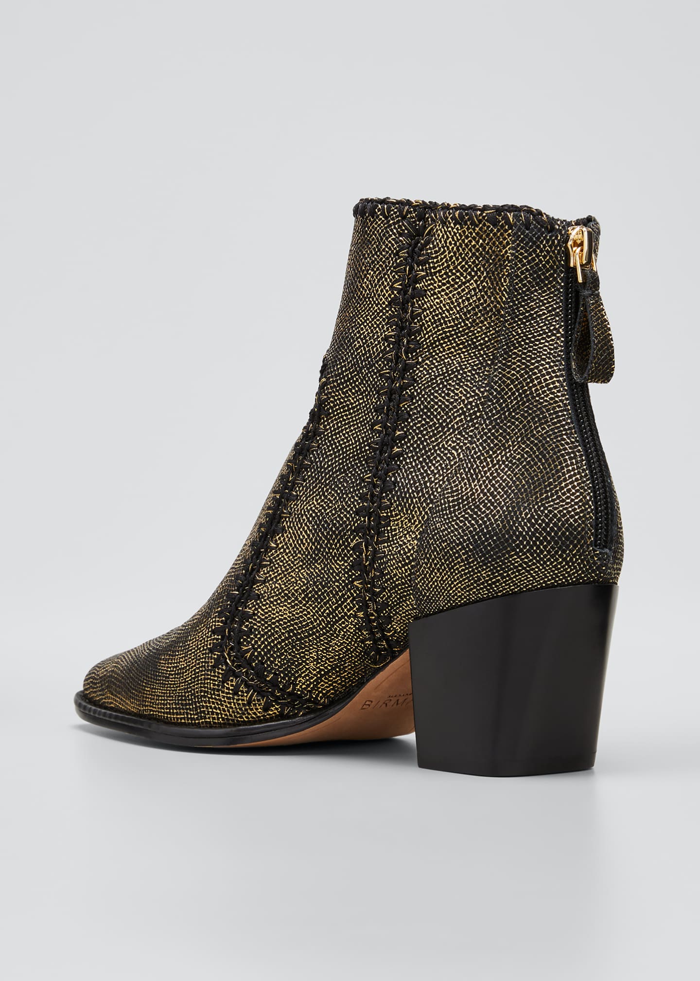 Alexandre Birman Benta Metallic Ankle Zip Booties - Bergdorf Goodman