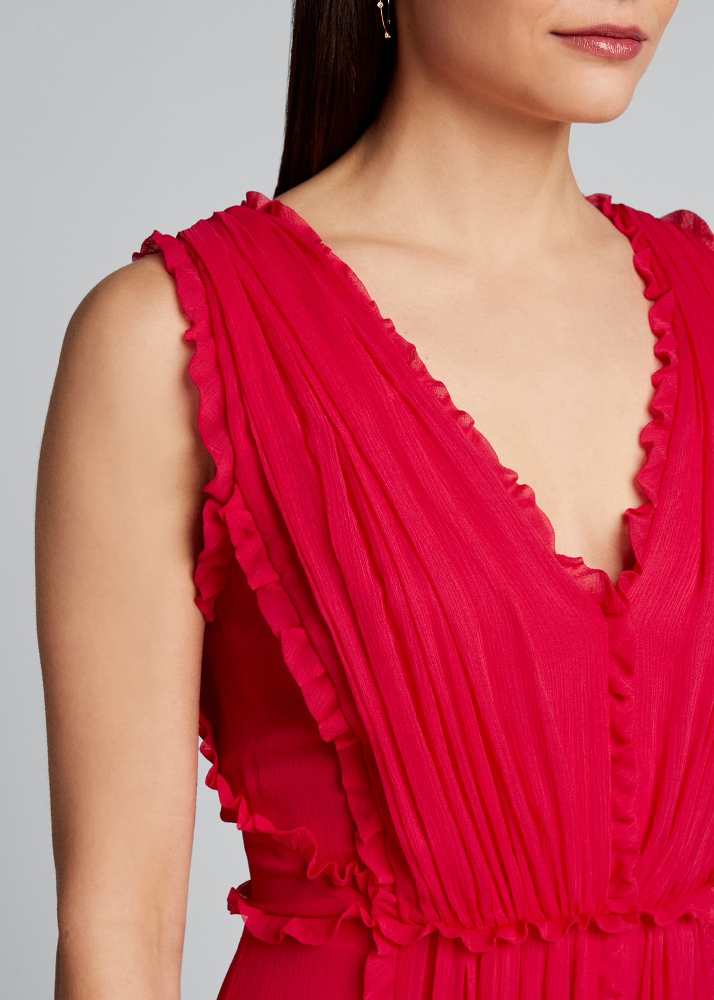 Jason Wu V-Neck Ruffle Insert Midi Dress - Bergdorf Goodman