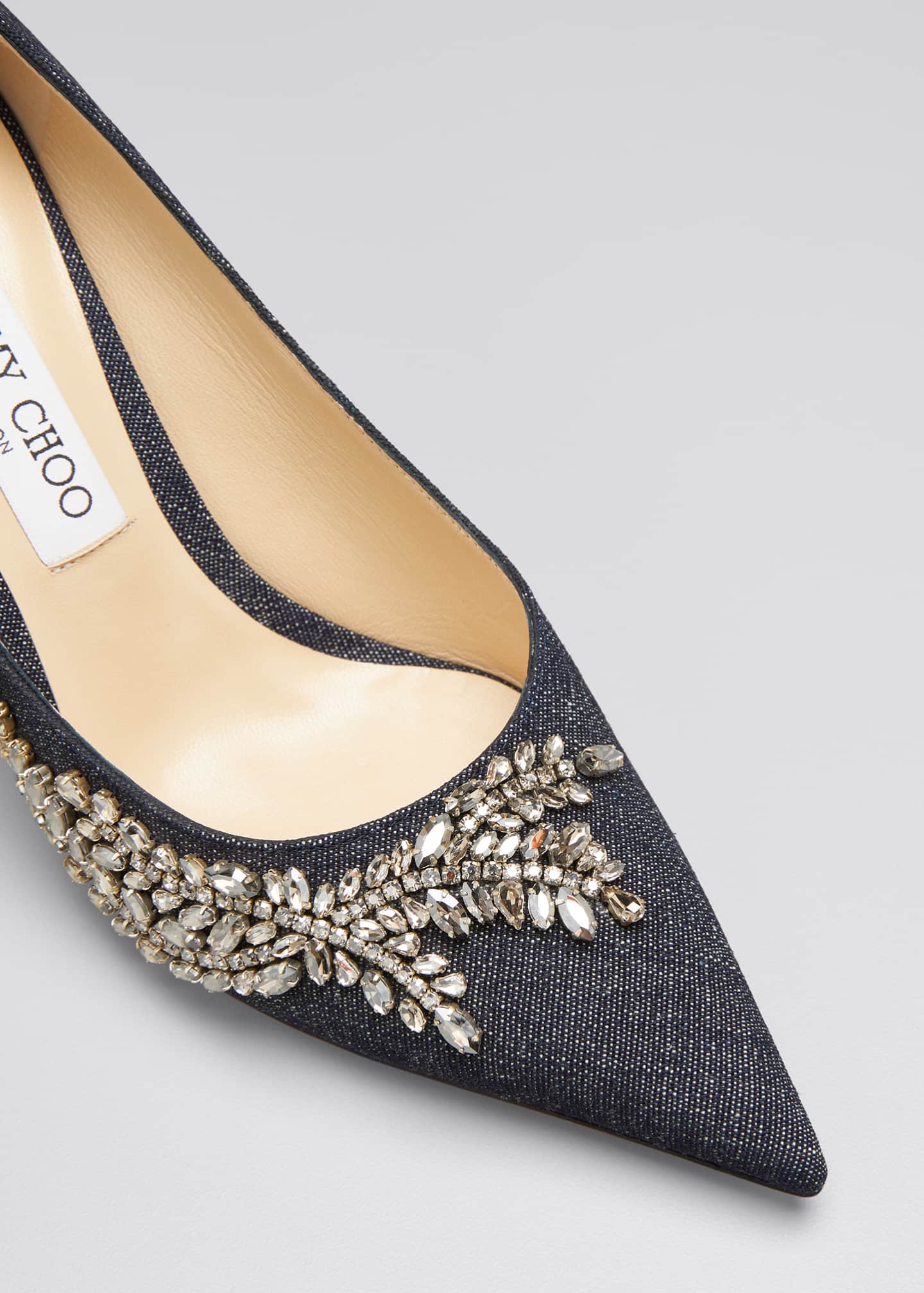 Jimmy Choo Love 85 Crystal-Embellished Denim Pumps - Bergdorf Goodman