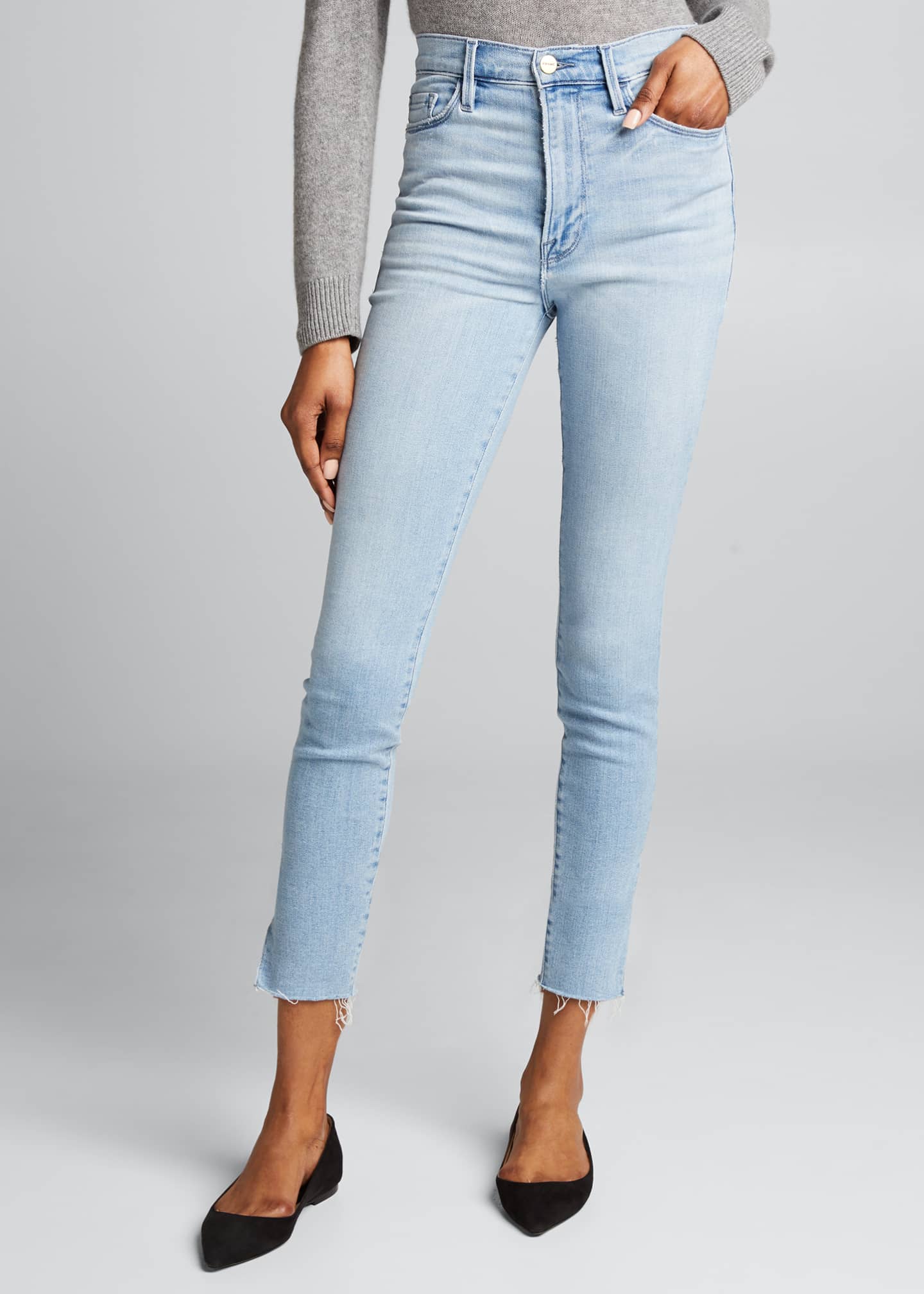 FRAME Ali High-Rise Ankle Slit Cigarette Jeans - Bergdorf Goodman