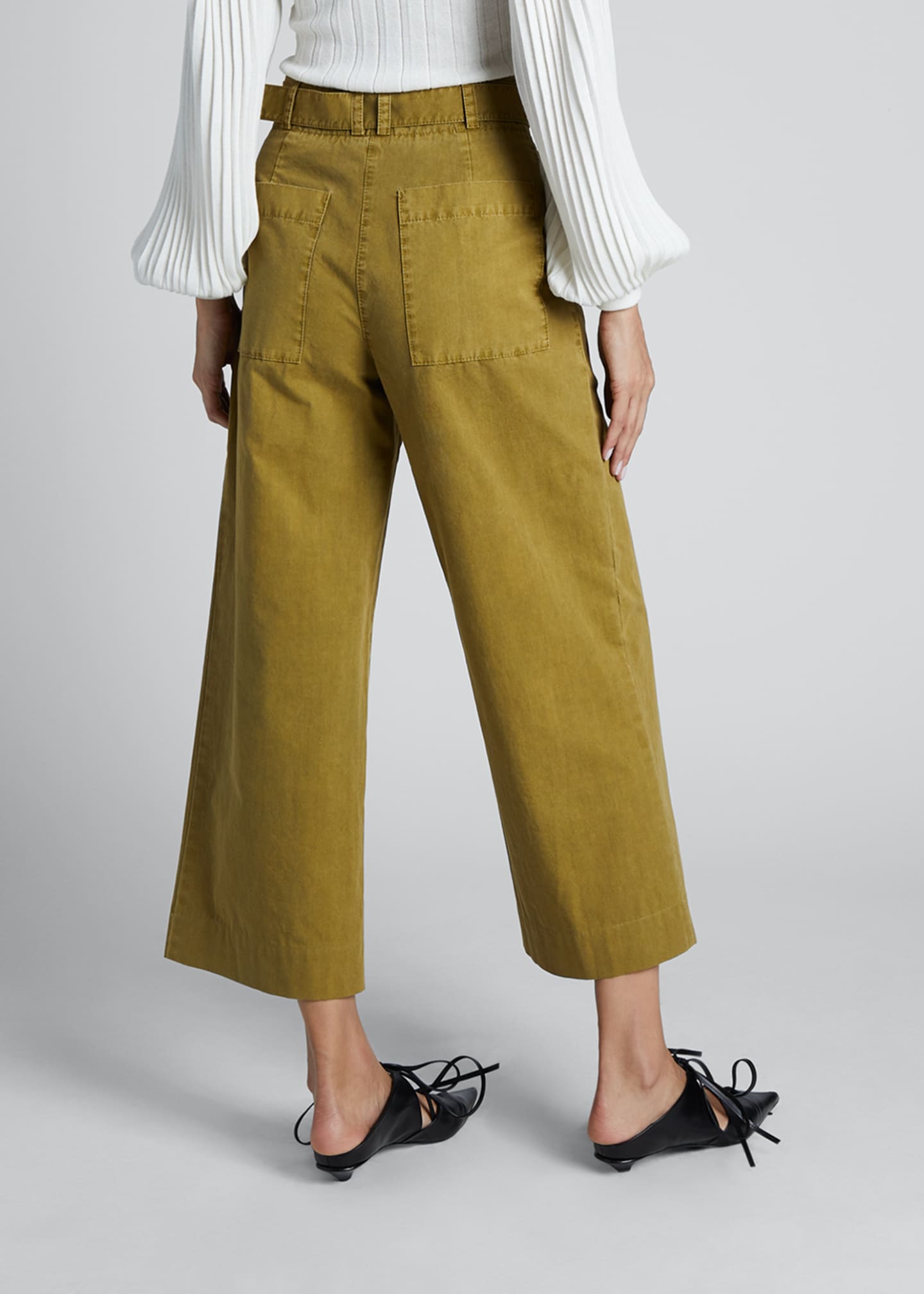 Proenza Schouler White Label Washed Cotton Belted Cropped Pants ...