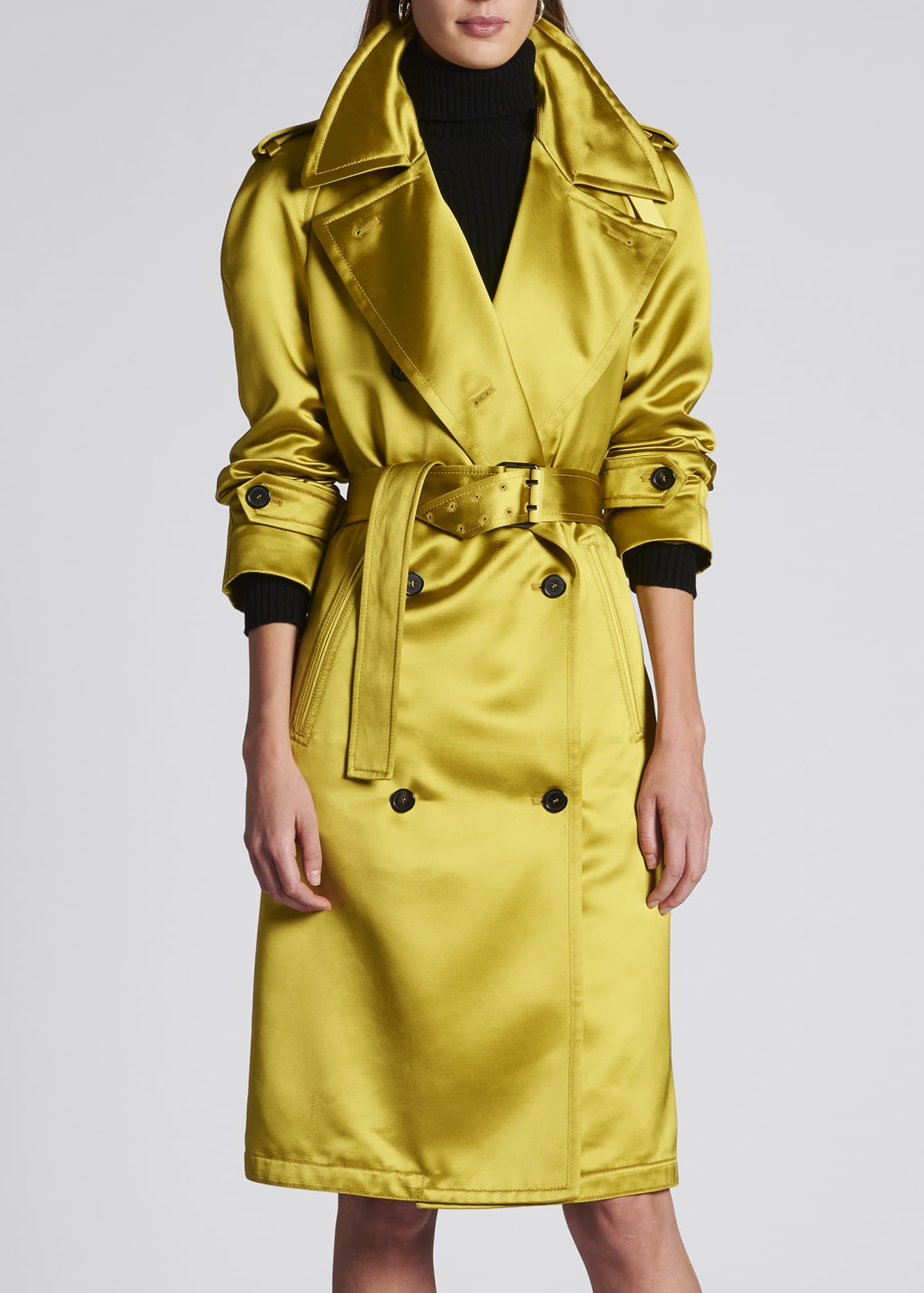 TOM FORD Belted Satin Trench Coat - Bergdorf Goodman