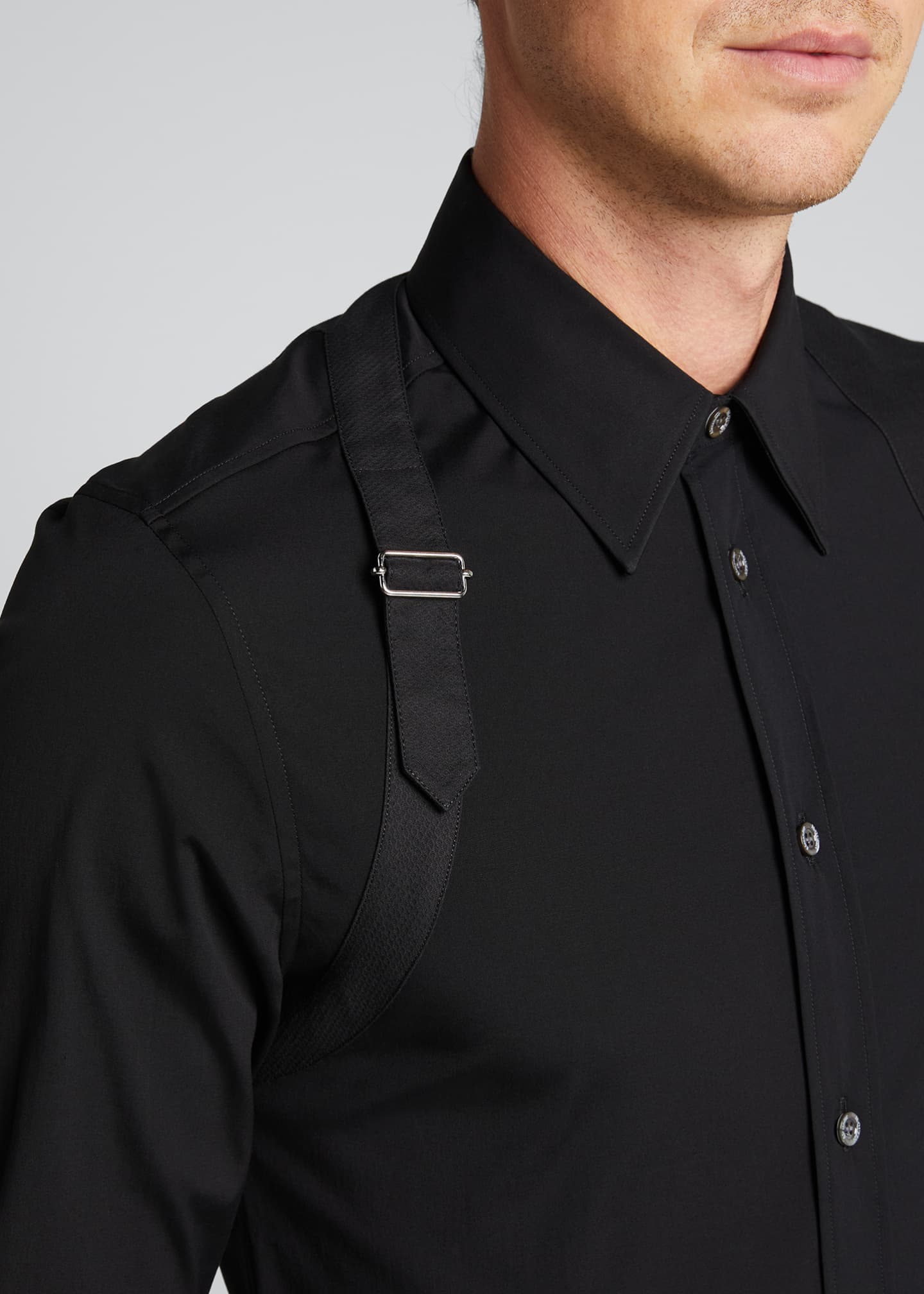 Alexander McQueen Men's Harness Sport Shirt w/ Strap - Bergdorf Goodman