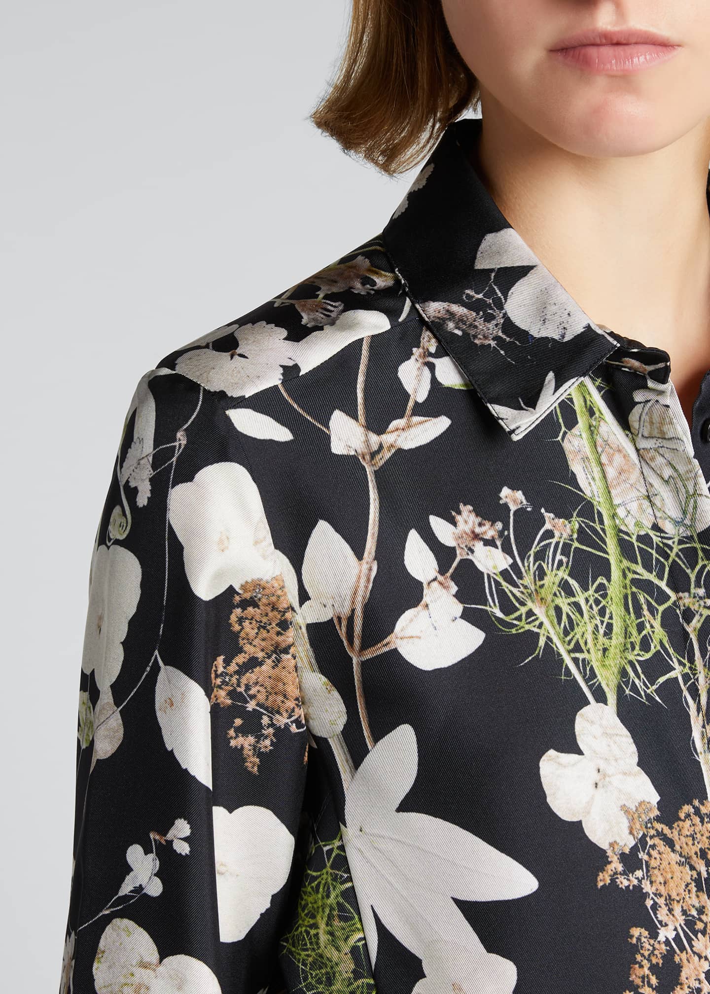 Agnona Floral Button-Down Silk Blouse - Bergdorf Goodman