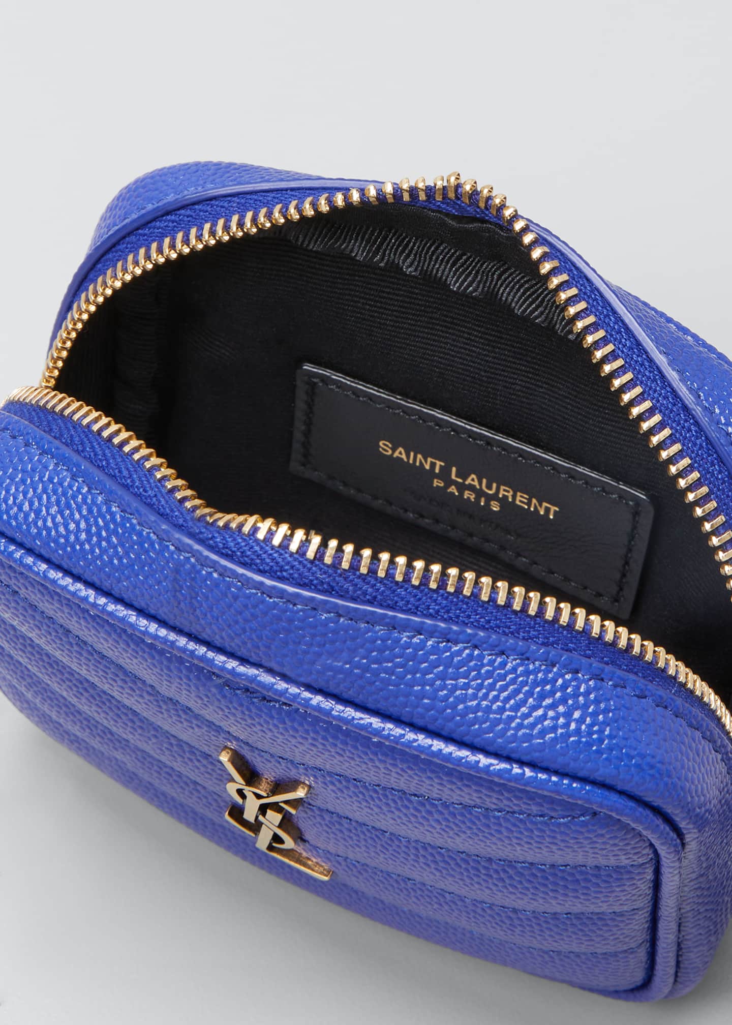 Saint Laurent Monogram YSL Grain de Poudre Key Pouch on Chain ...