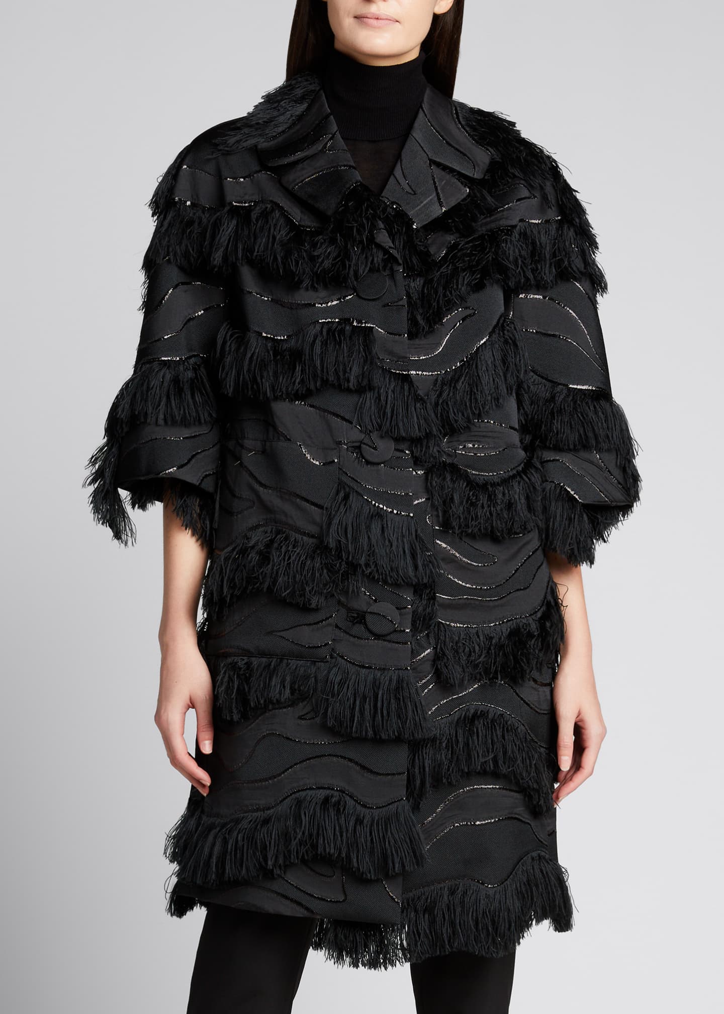 Libertine Mourning Fringed Coat w/ Metallic Detail - Bergdorf Goodman