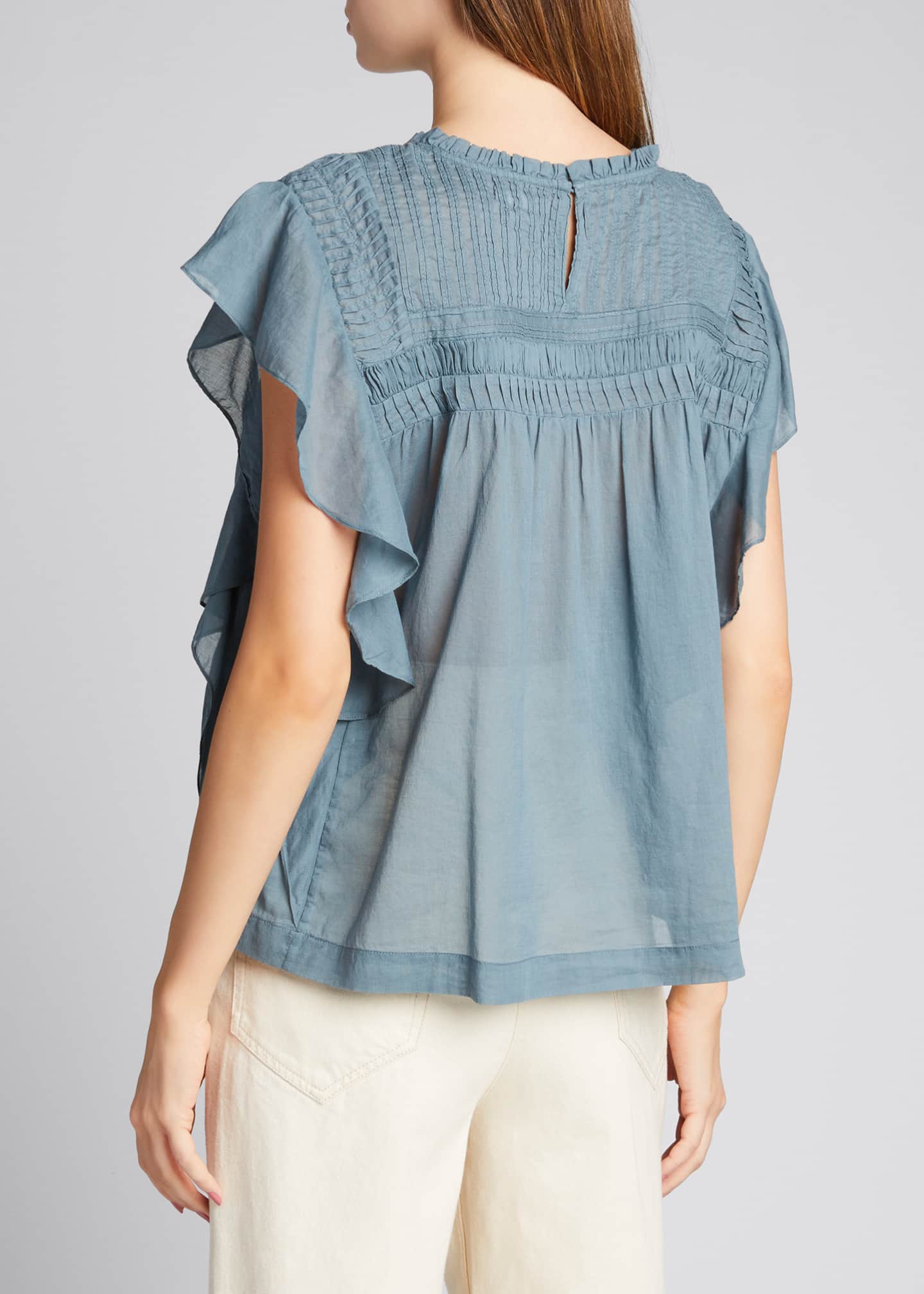 Etoile Isabel Marant Layona Cotton Ruffle Top - Bergdorf Goodman