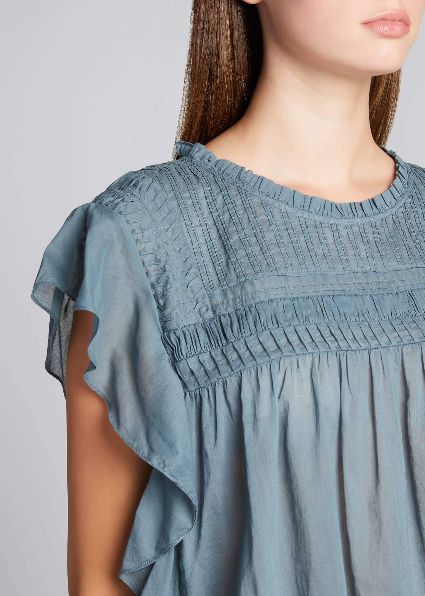 Etoile Isabel Marant Layona Cotton Ruffle Top - Bergdorf Goodman