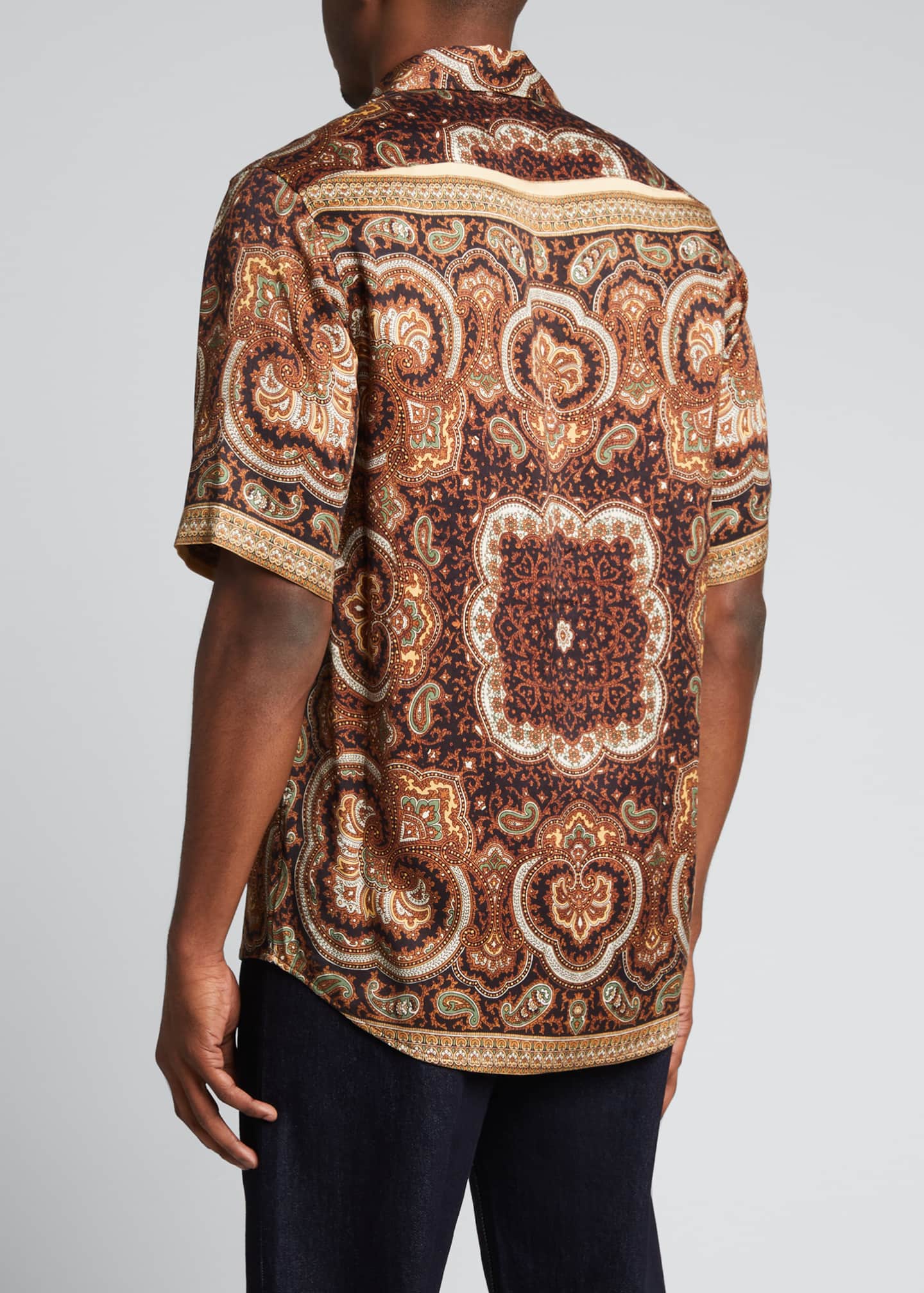 Nanushka Men's Brown Gold Cotton Bandana Print Camp Shirt - Bergdorf ...