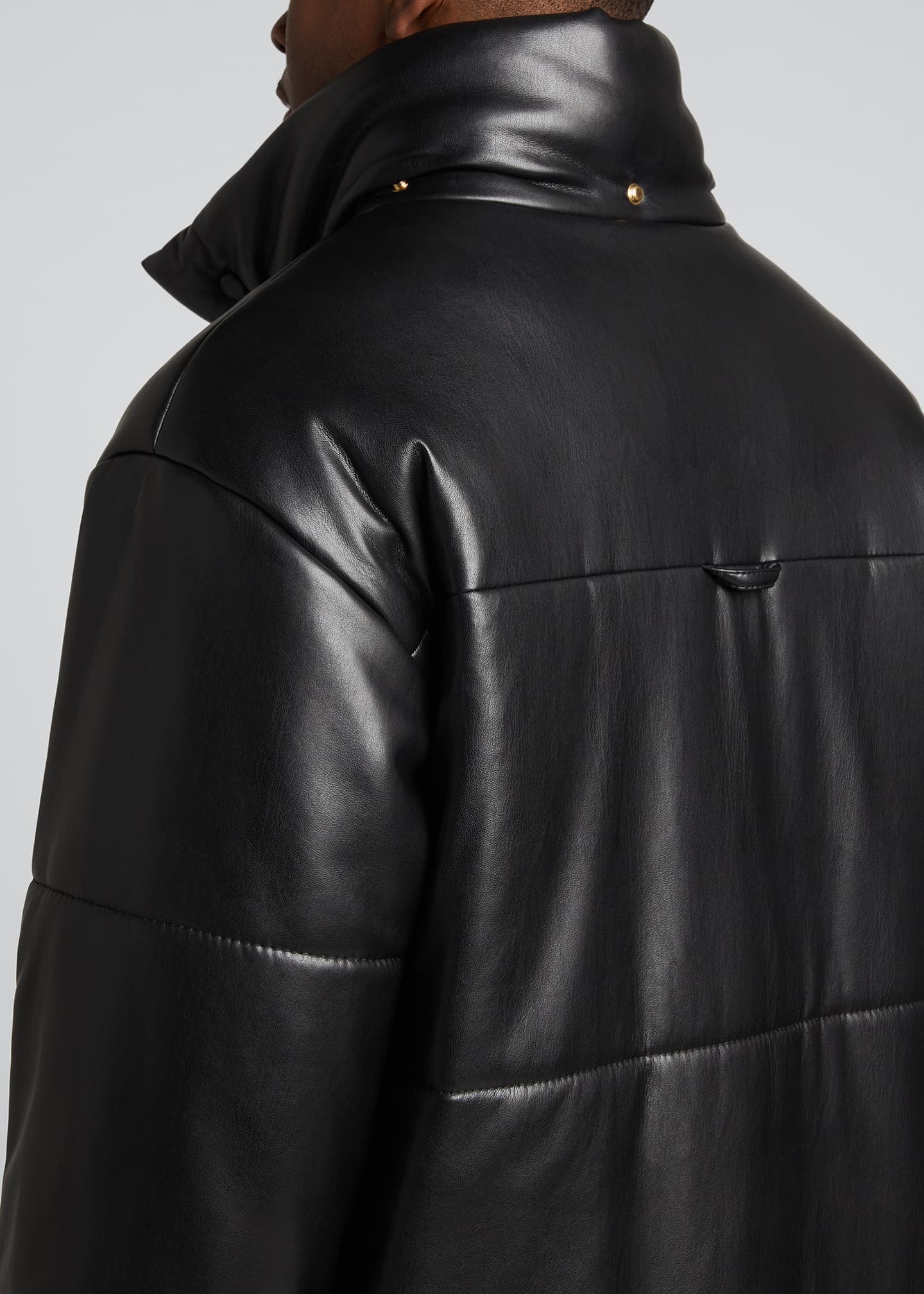 Nanushka Men's Vegan Leather Hooded Puffer Coat - Bergdorf Goodman
