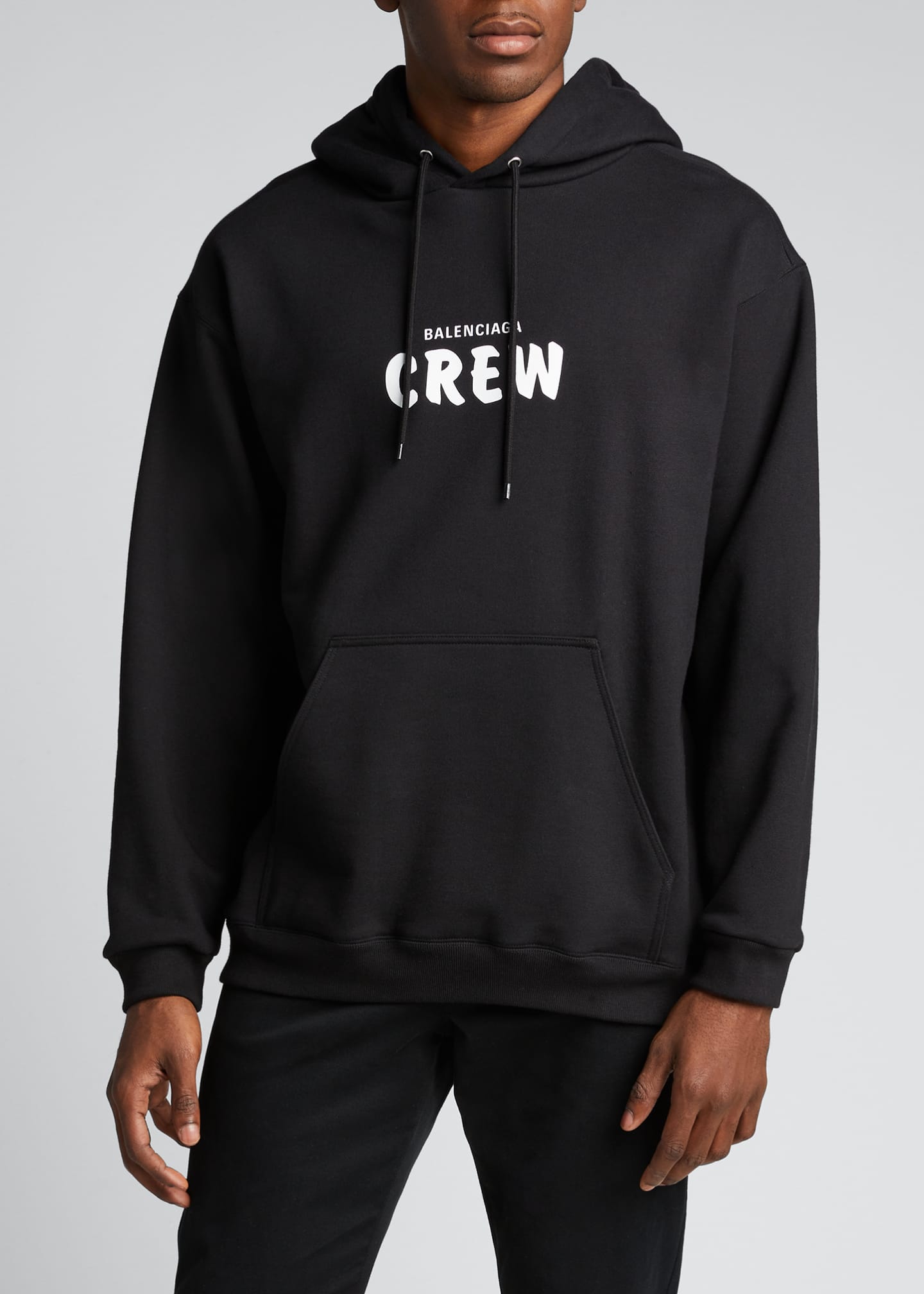 Balenciaga Men's Crew Fleece Pullover Hoodie - Bergdorf Goodman