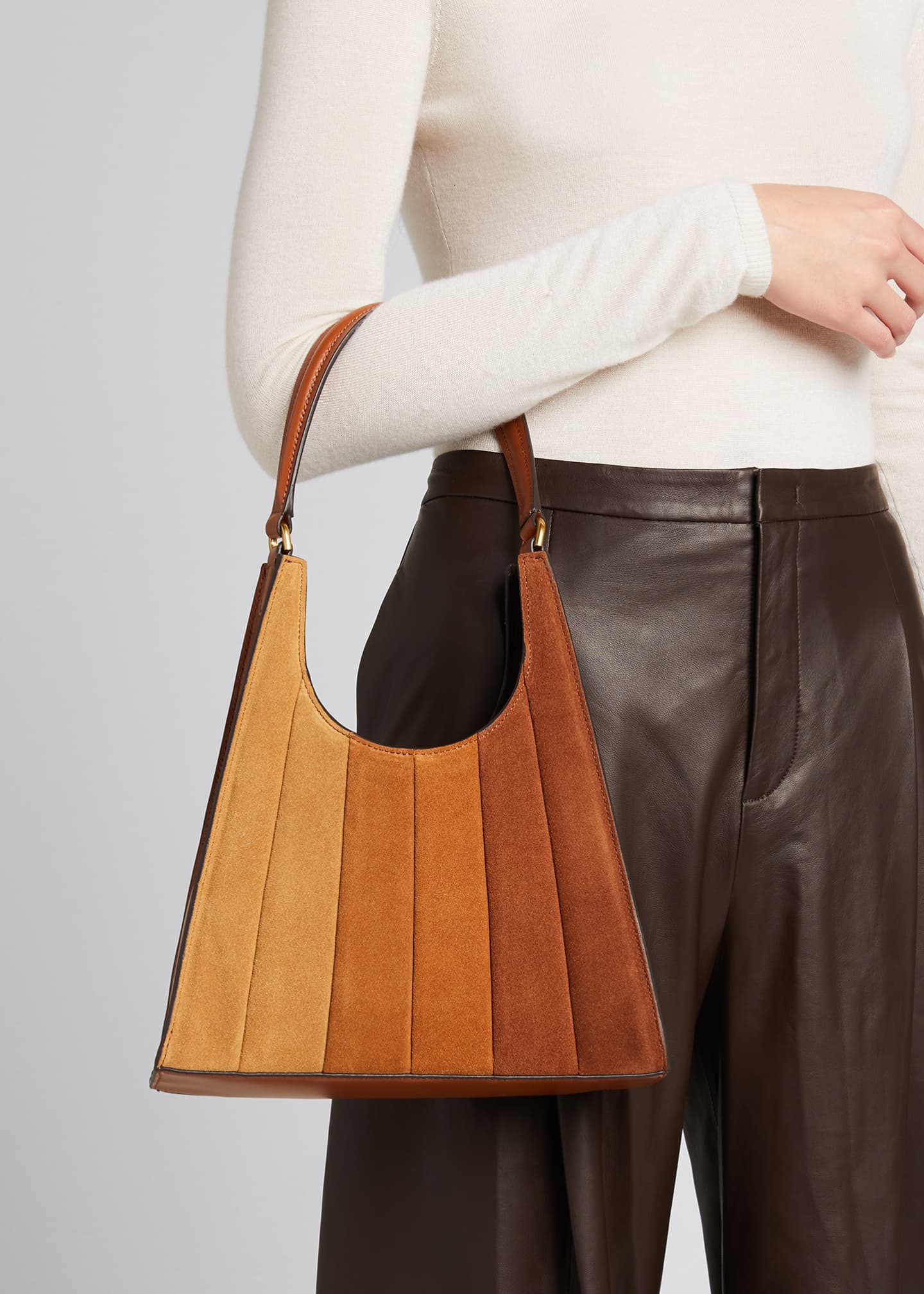 Staud Rey Striped Suede Shoulder Bag - Bergdorf Goodman