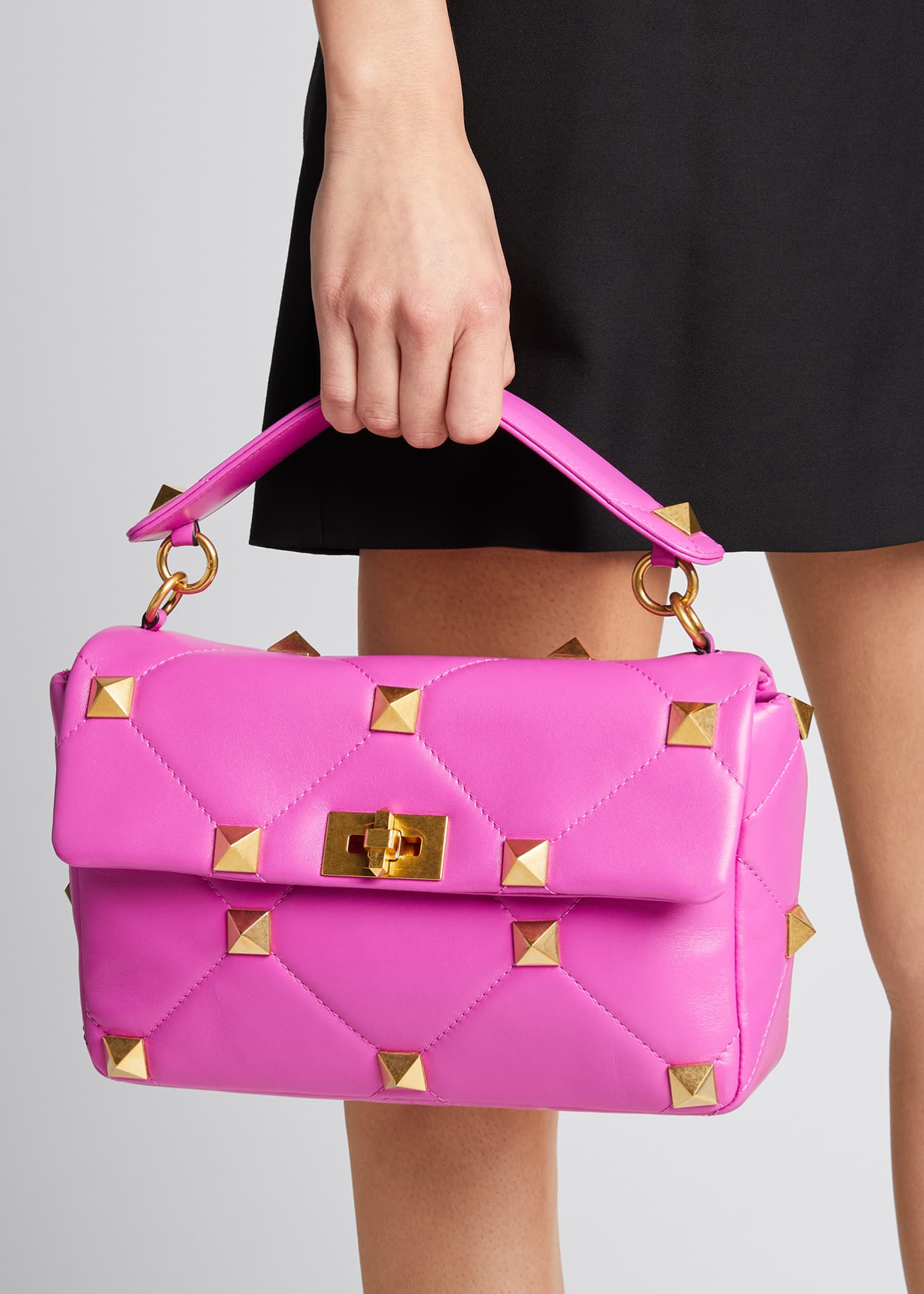 Valentino Garavani Roman Stud Large Quilted Leather Shoulder Bag ...