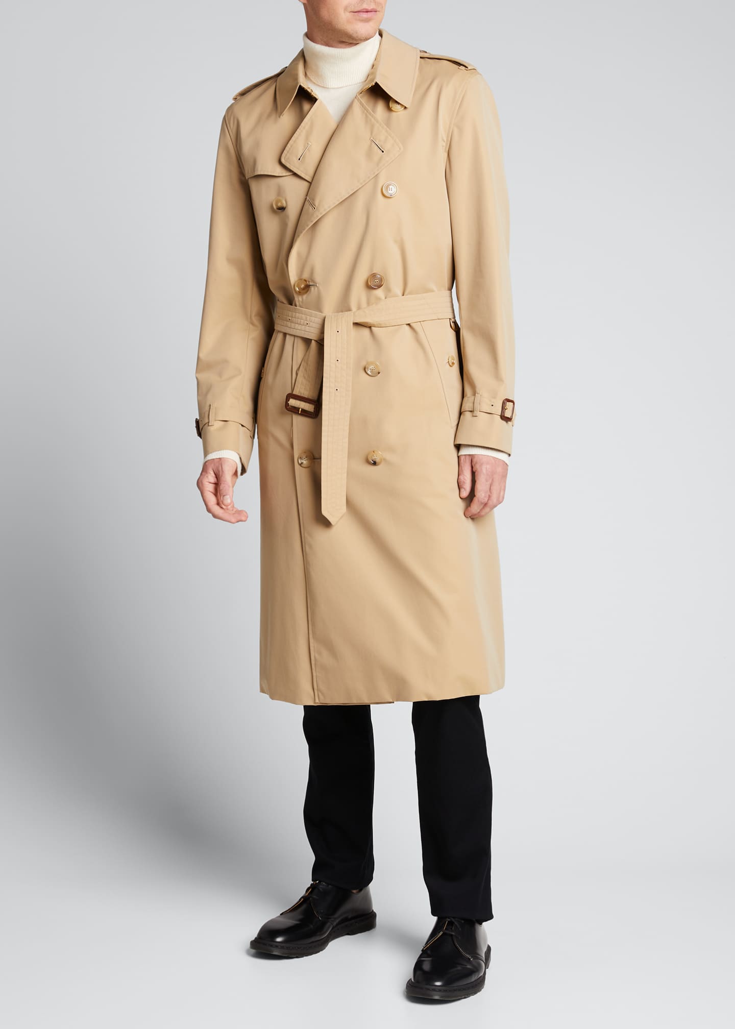 Burberry Men's Kensington Double-Breasted Long Trench Coat - Bergdorf ...