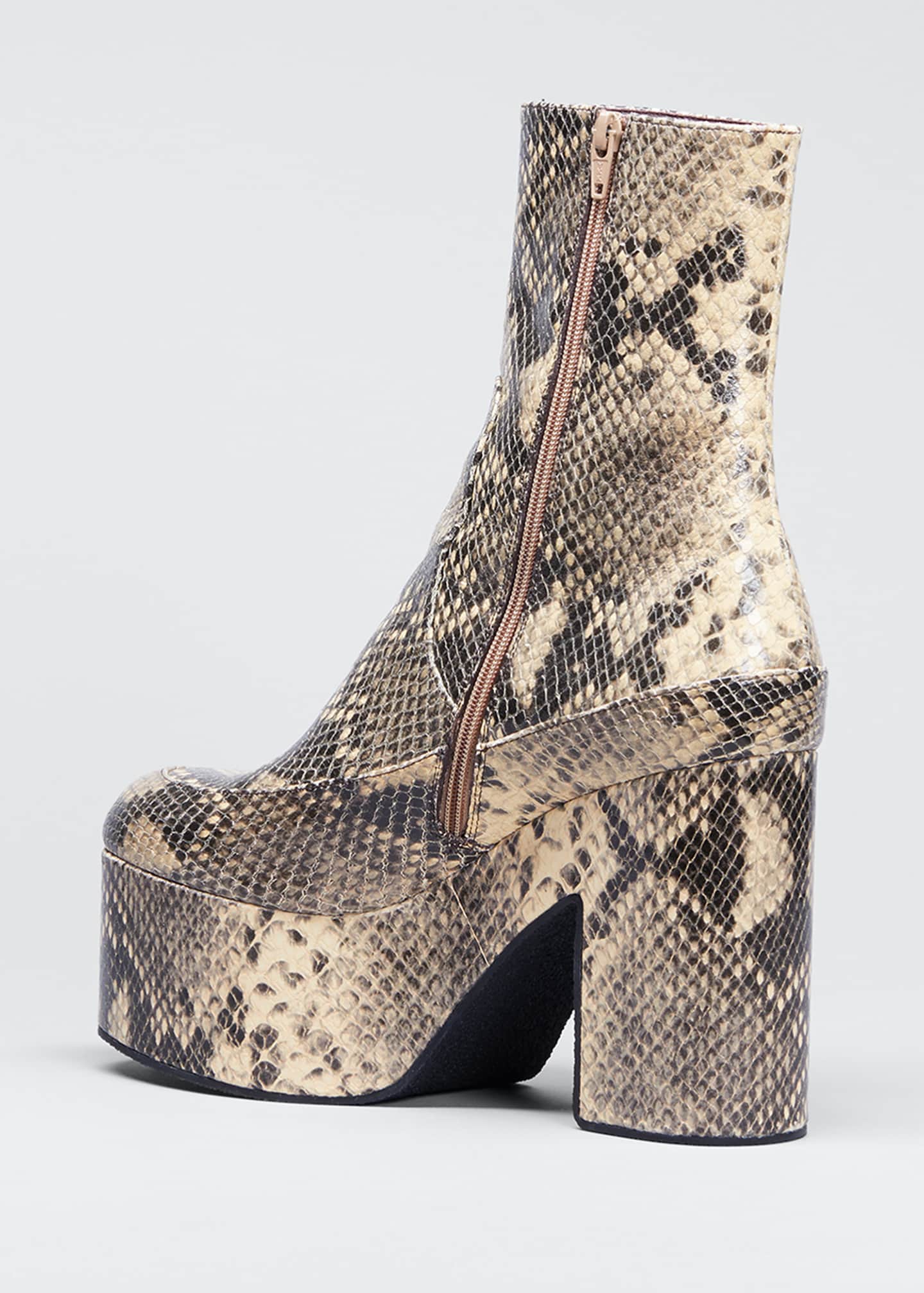 Dries Van Noten Python-Print Leather Zip Platform Booties - Bergdorf ...
