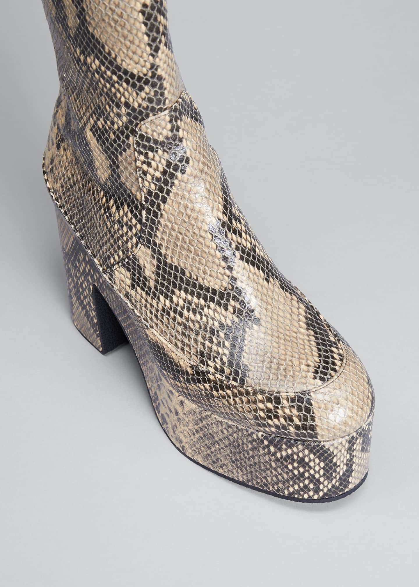 Dries Van Noten Python-Print Leather Zip Platform Booties - Bergdorf ...