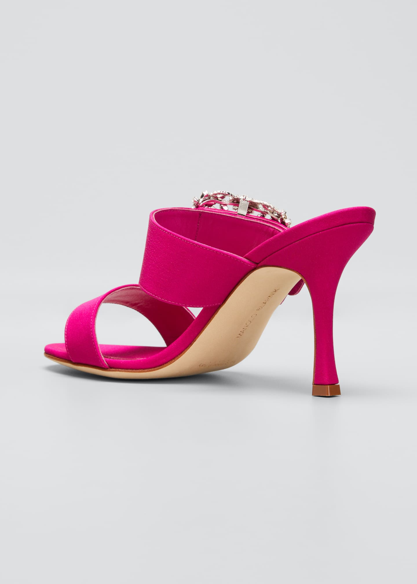 Manolo Blahnik Gable Silk Crystal Buckle Slide Sandals - Bergdorf Goodman