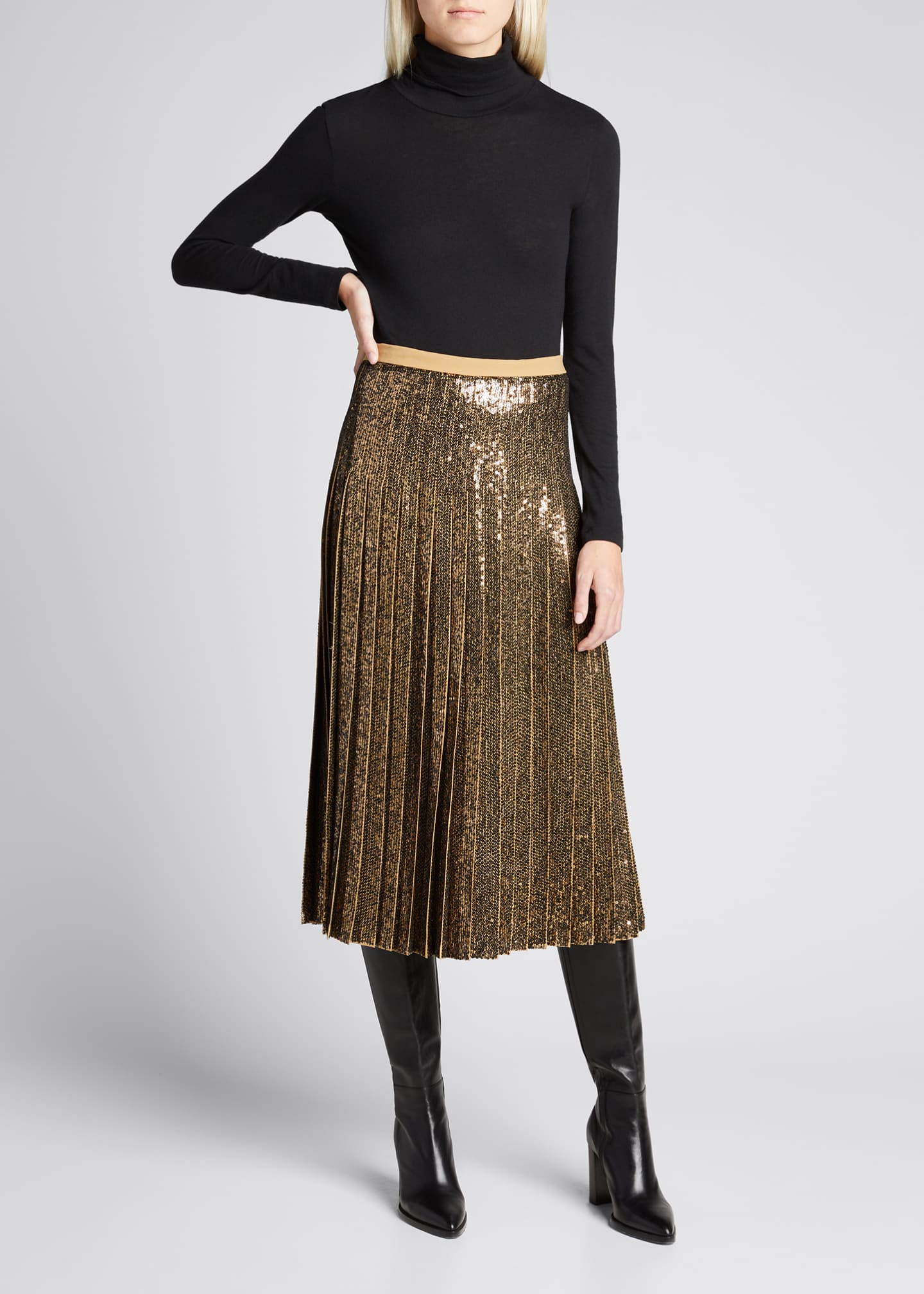 Michael Kors Collection Pleated Sequin Midi Skirt Bergdorf Goodman